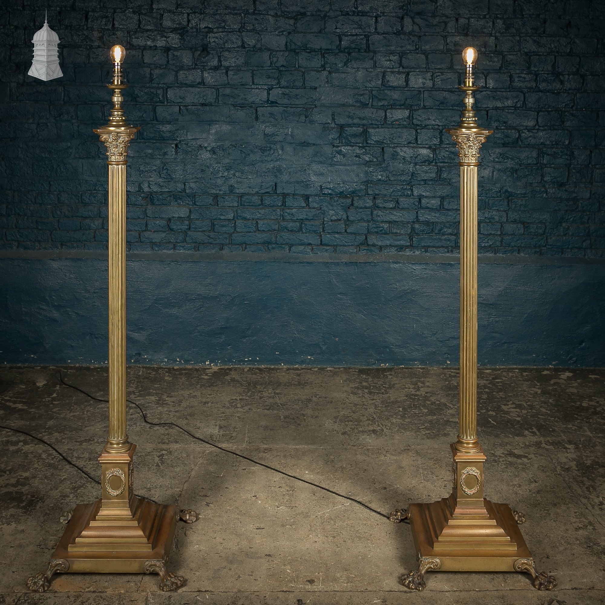 Brass Standard Lamps by Elkington & Co, Adjustable 19th C Neo Classical ...