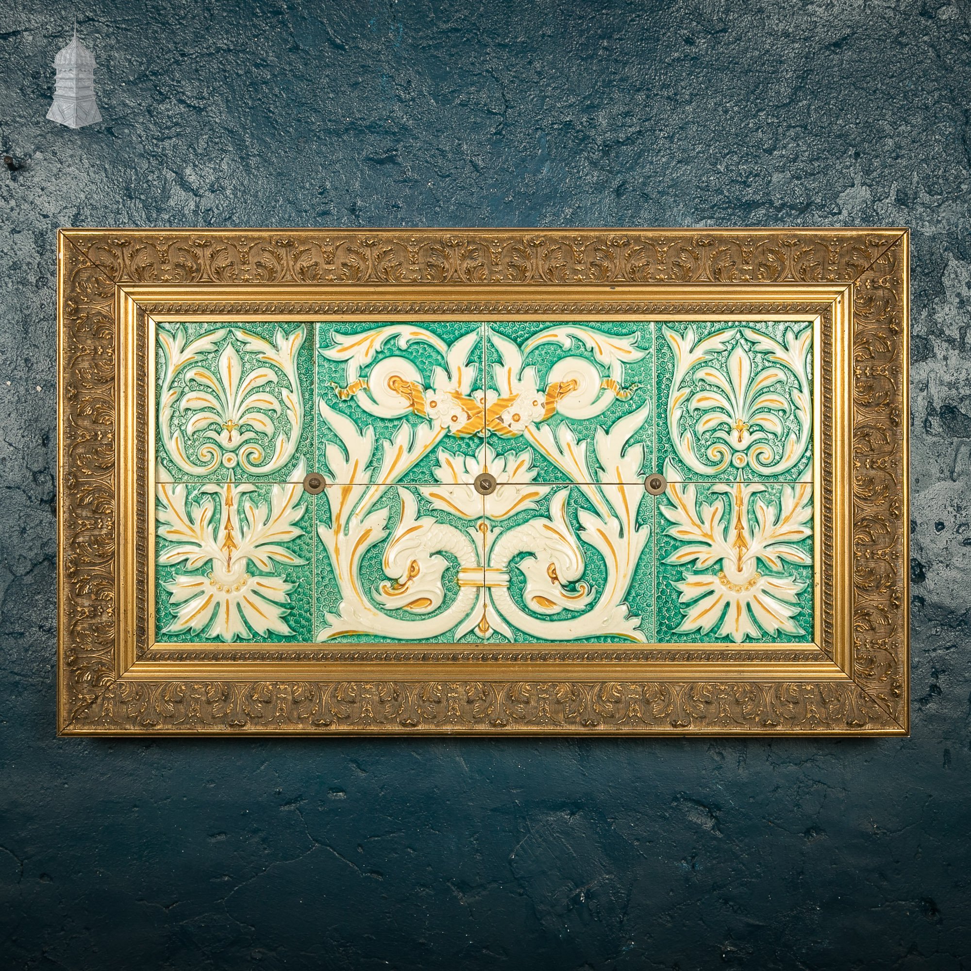 Set of 8 Glazed Decorative Tiles from a Sainsburys Food Hall Mounted in ...