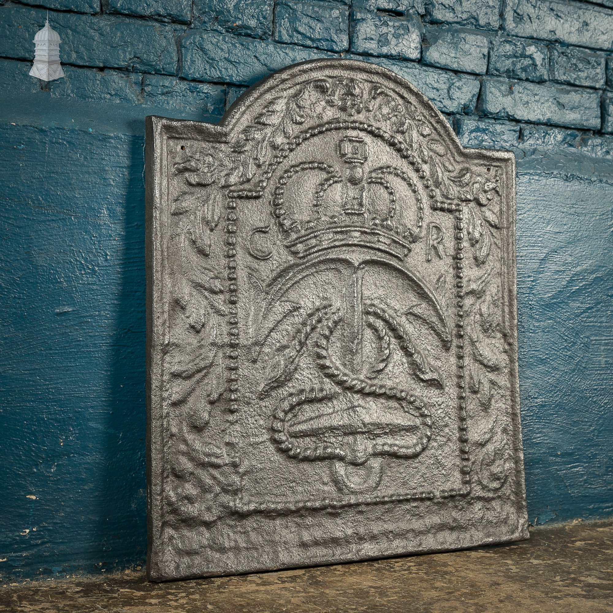 19th C Cast Iron Fireback Featuring Admiralty Anchor & Crown | Norfolk ...
