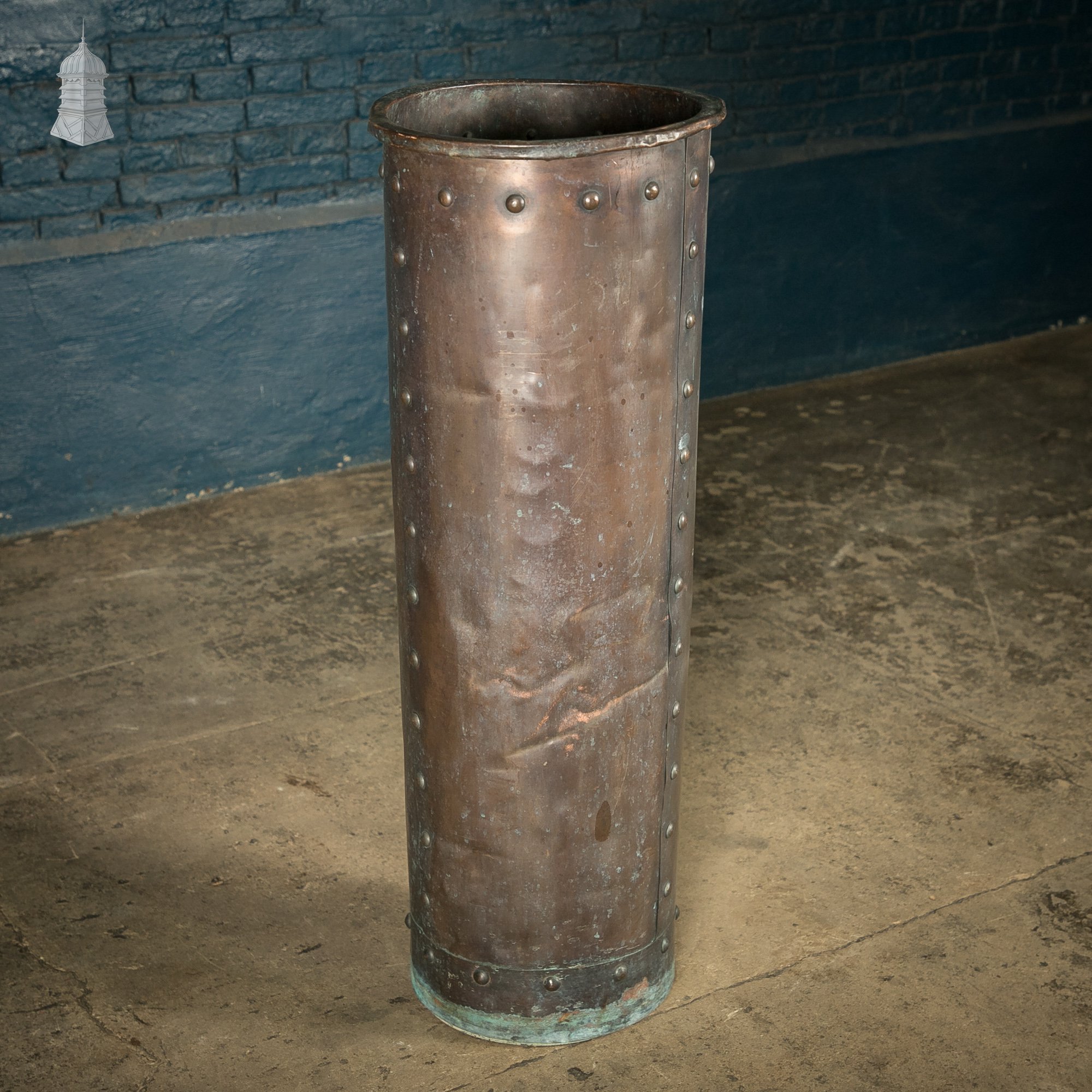 Tall Copper Copper, Riveted Cylindrical Planter | Norfolk Reclamation