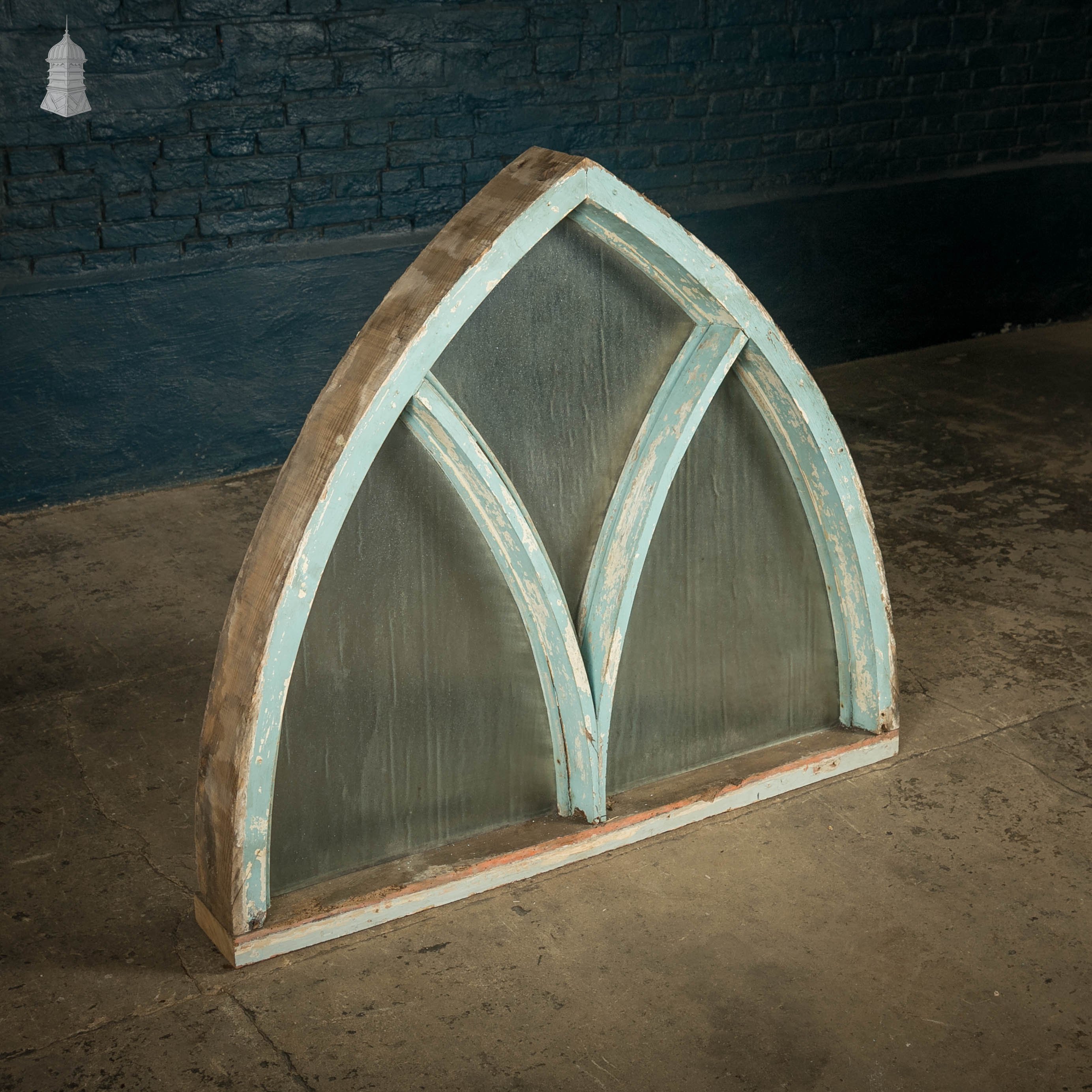 Gothic Arched Window, Distressed Paint Finish and Textured Glass ...