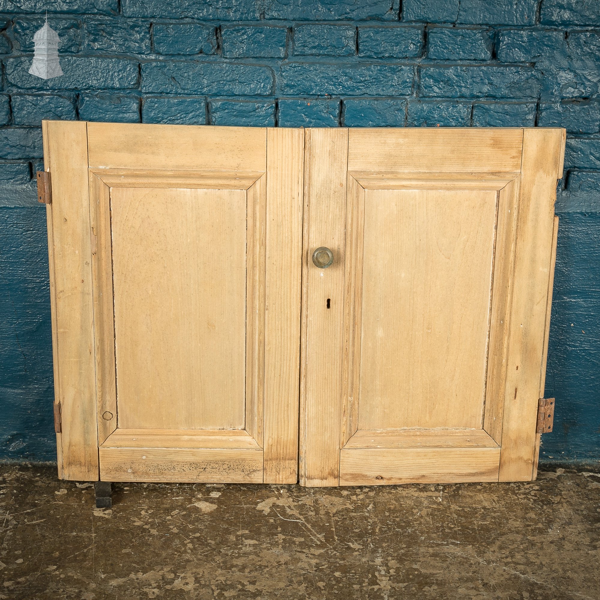 Pair of Small 19th C Stripped Pine Cupboard Doors with Moulded Panels ...
