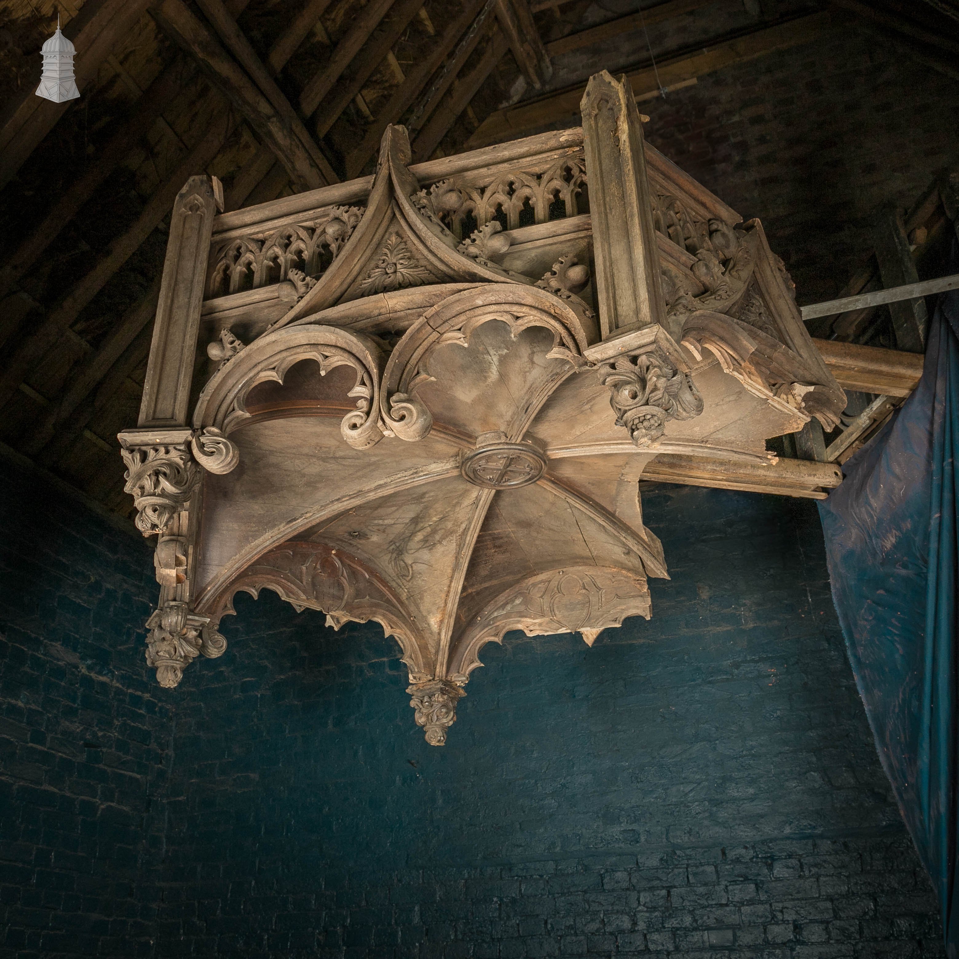 Baptismal Font Canopy, Gothic Carved Oak | Norfolk Reclamation
