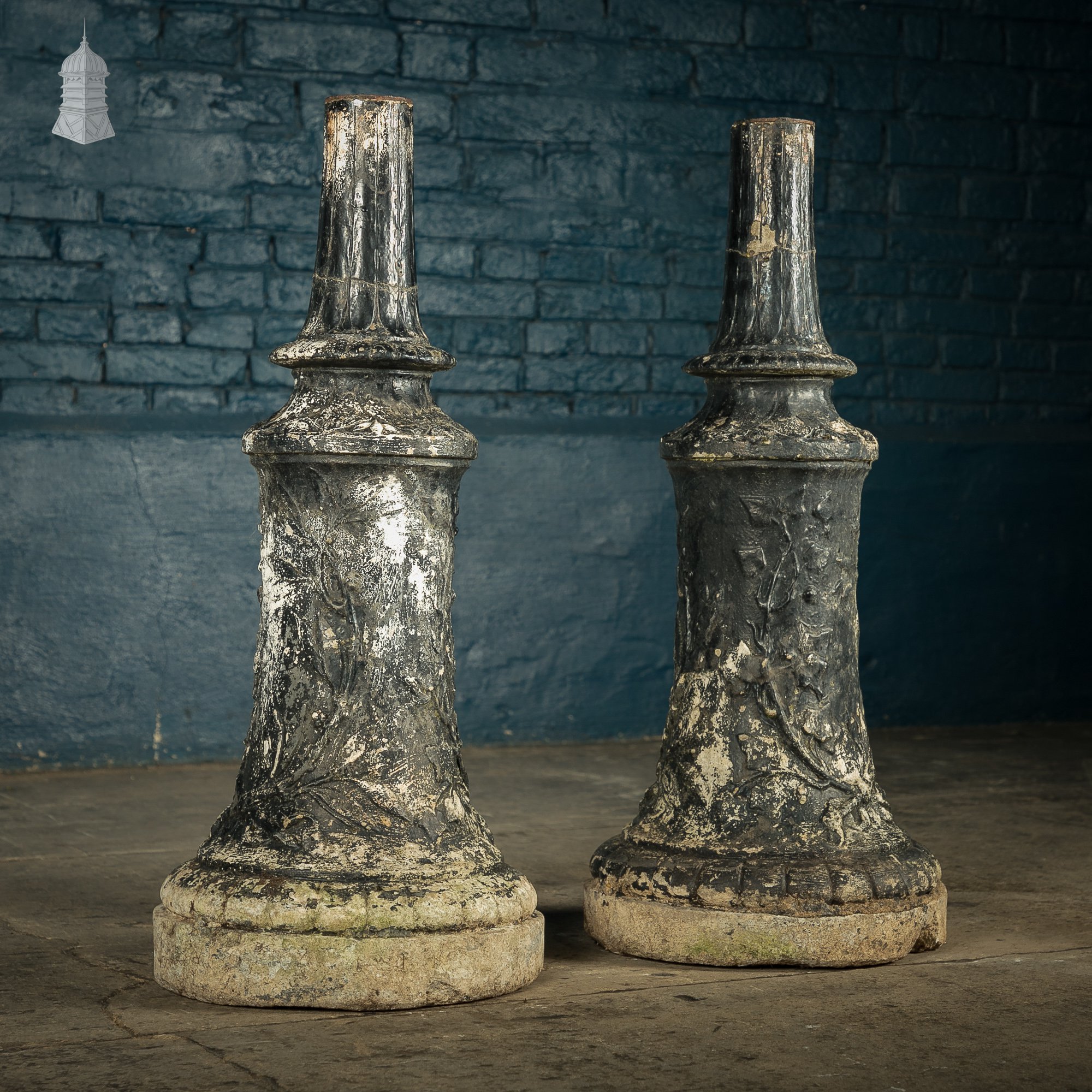 Pair of Composition Stone Post Bases | Norfolk Reclamation