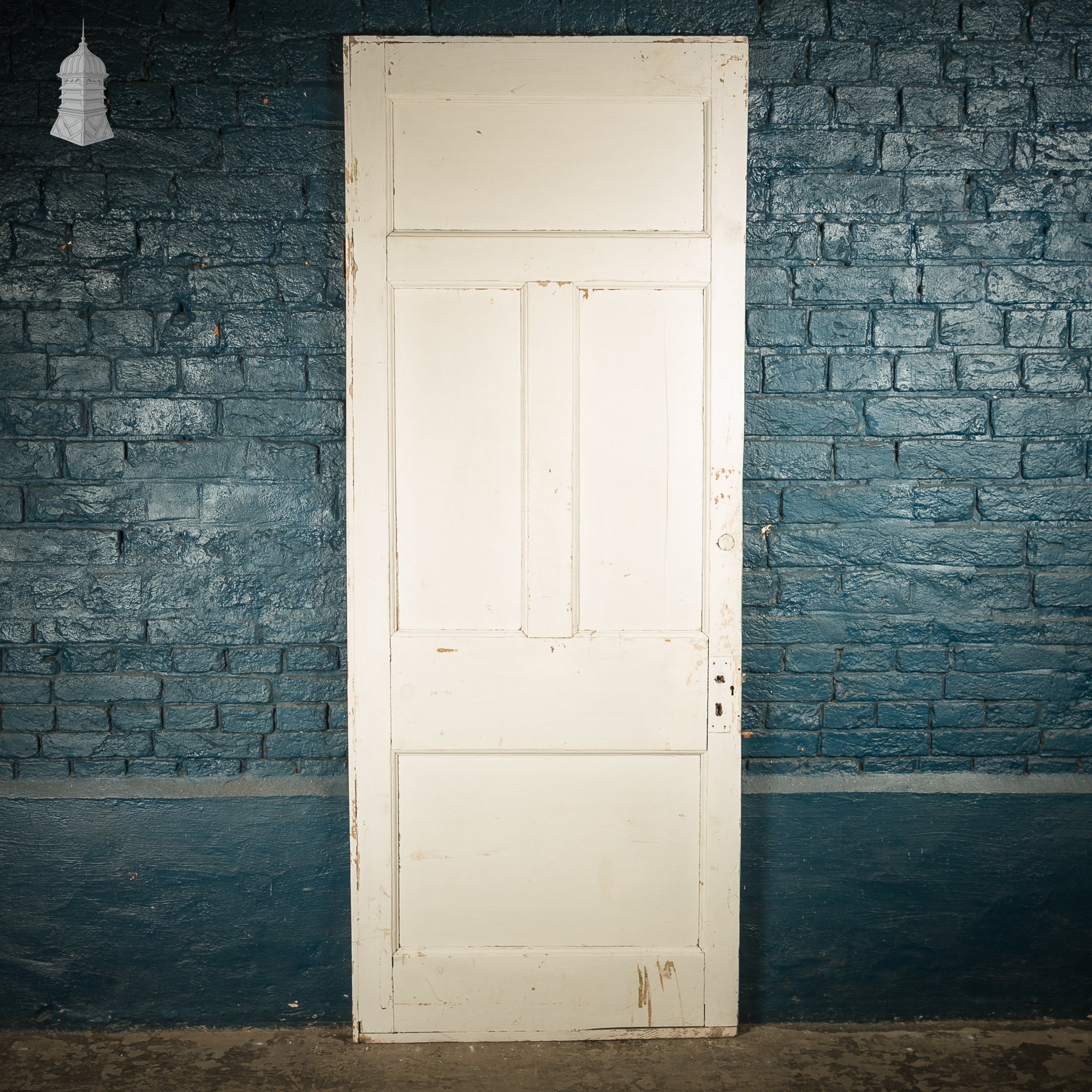 Moulded 4-panel Door, Distressed White Painted Finish | Norfolk Reclamation