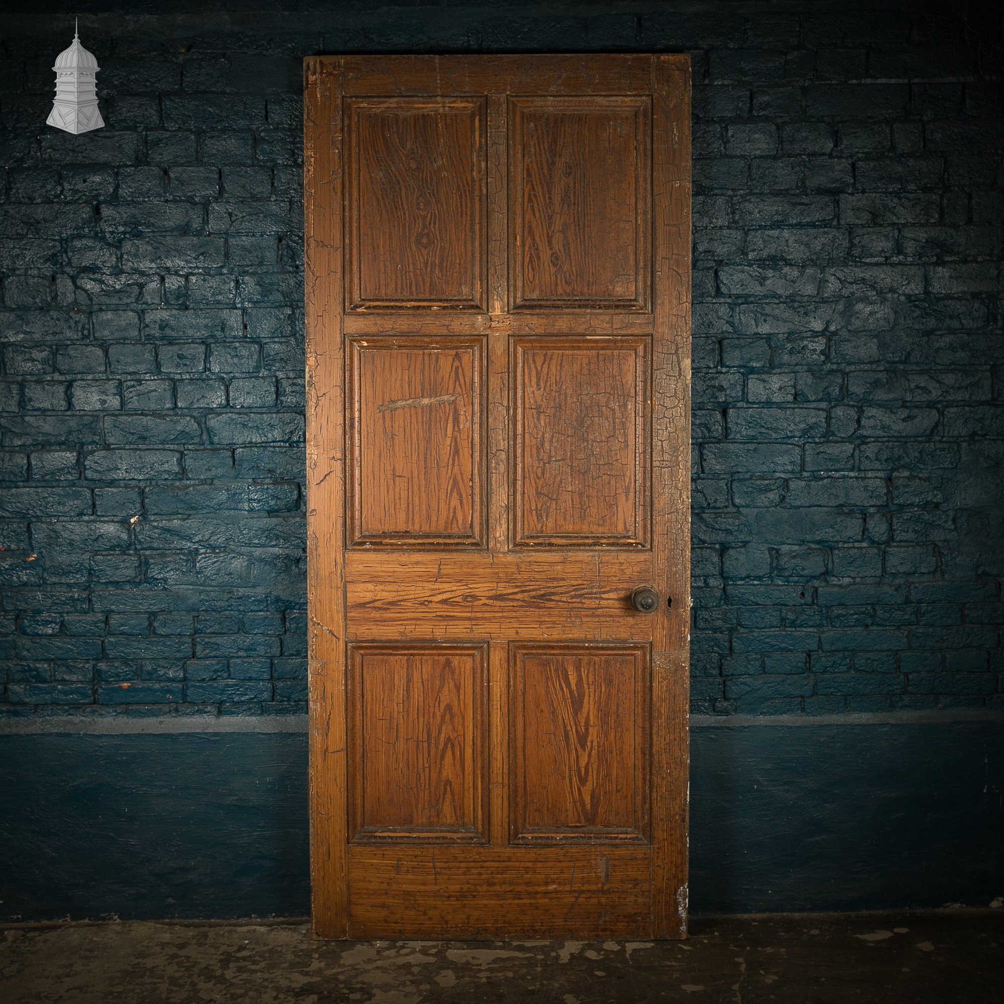 Pitch Pine 6-Panel Door, Distressed White Paint and Faux Woodgrain ...