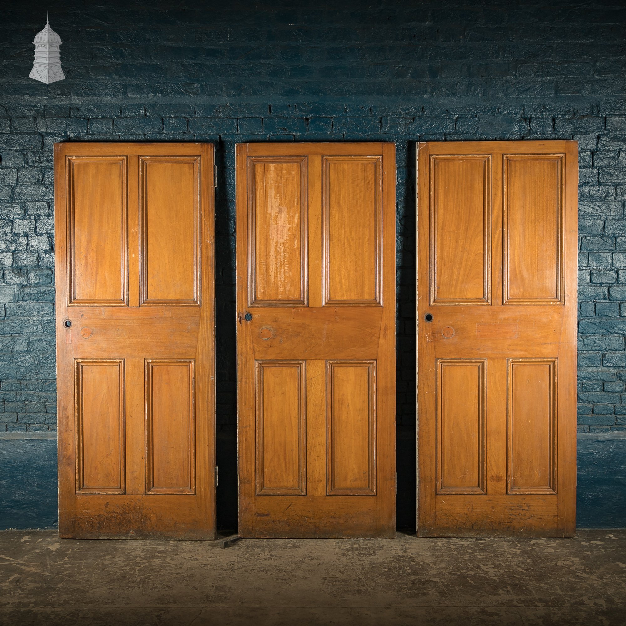 Mahogany Paneled Doors, Set of 3 19th C Hardwood, Gunstock, 4 Panel ...