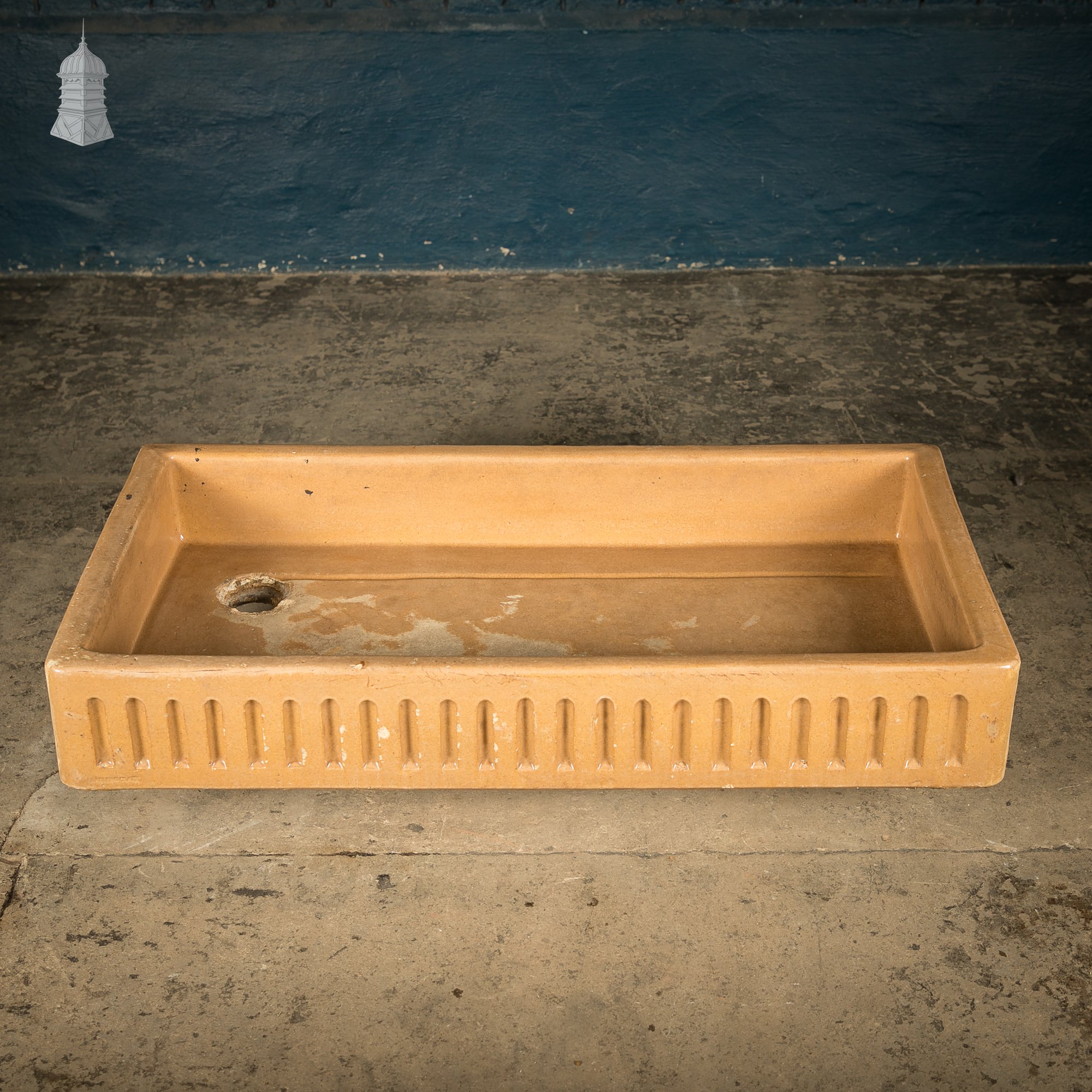 Fluted Trough Sink, Large Shallow Sink with Worn Cane Glazed Finish ...