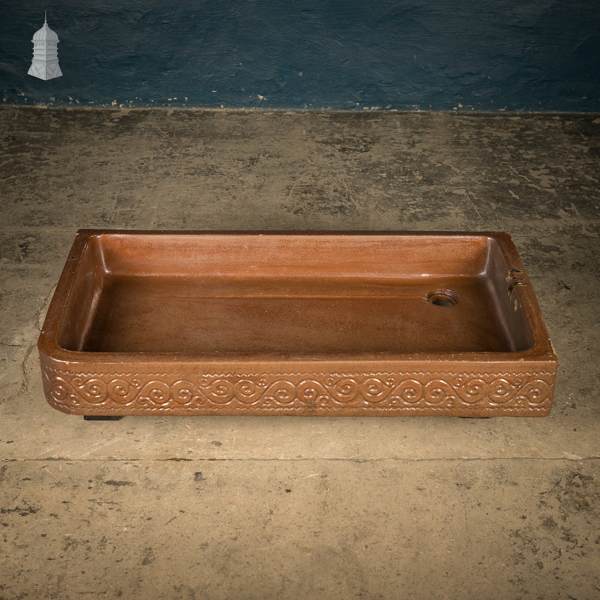 Shallow Trough Sink, 19th C Salt Glazed Left hand return with ...