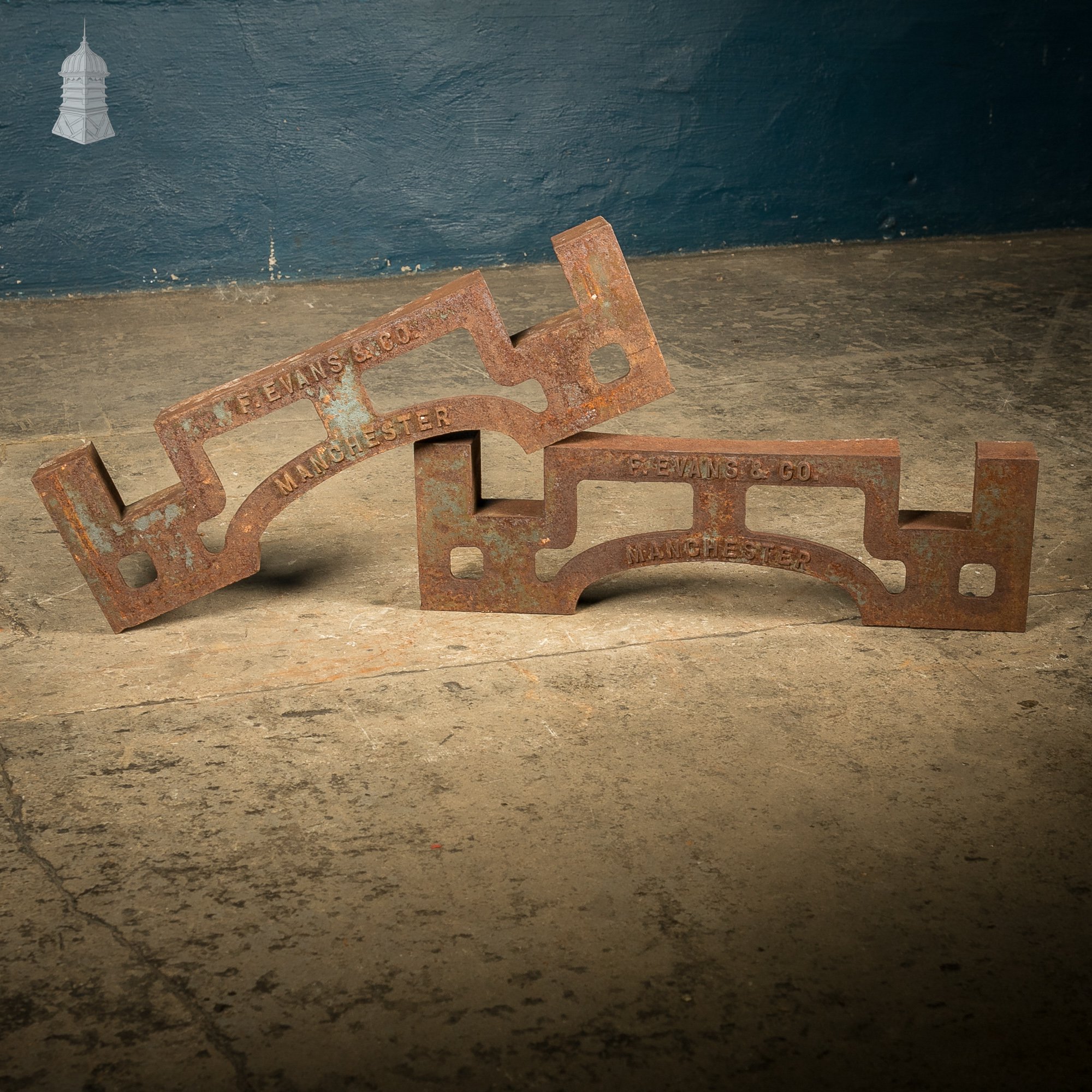 Pair of Cast Iron Industrial Barrel Stands - F. Evans & Co. Manchester ...