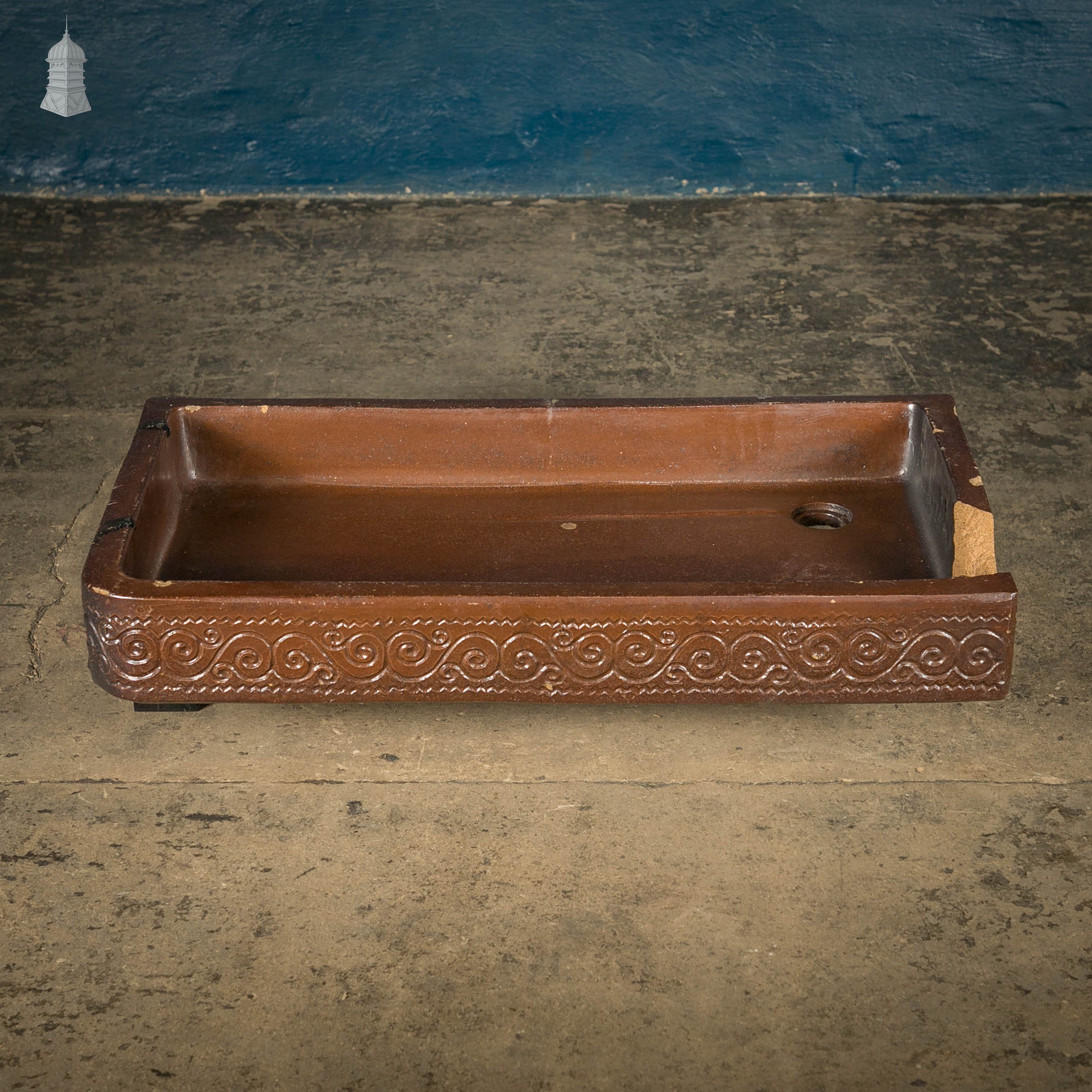 Shallow Trough Sink, 19th C with Salt Glazed Left Hand Return with ...