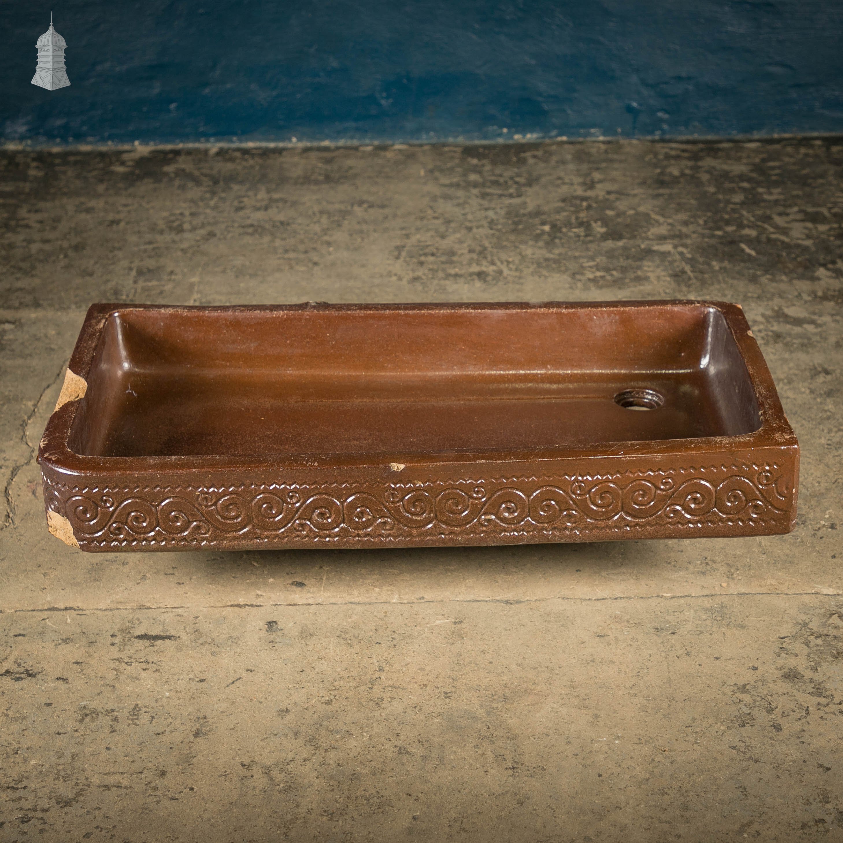 Shallow Trough Sink, 19th C with Salt Glazed Left Hand Return with ...