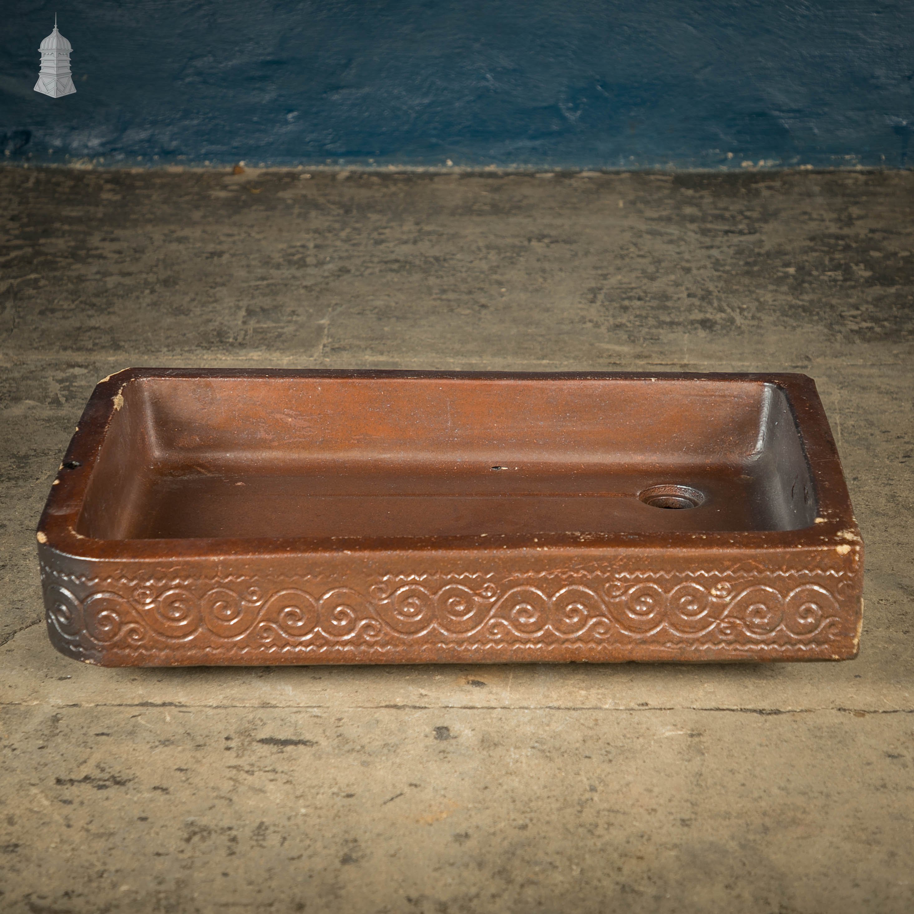 Shallow Trough Sink, 19th C Salt Glazed, Left Hand Return with ...