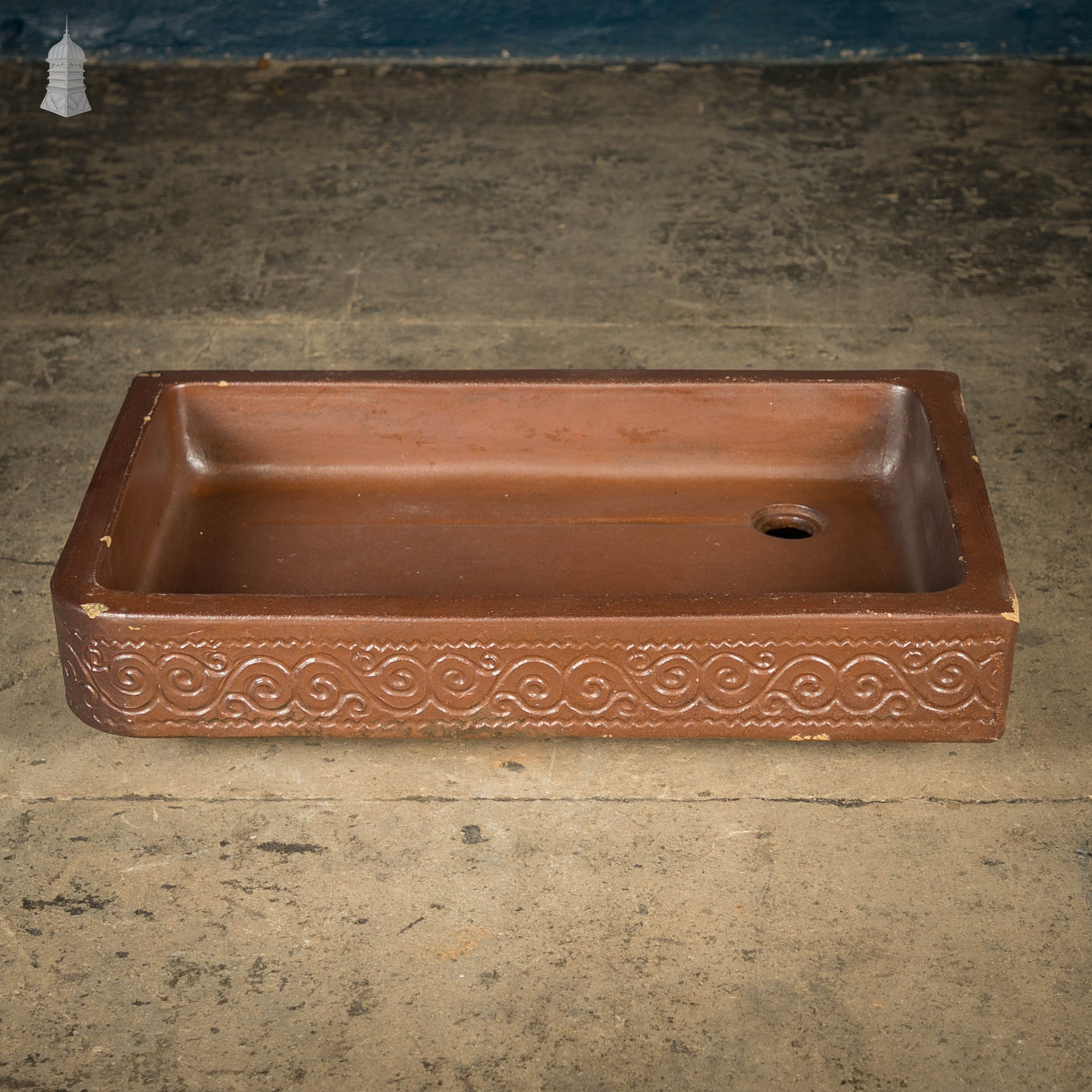 Shallow Trough Sink, 19th C Salt Glazed, Left Hand Return with ...