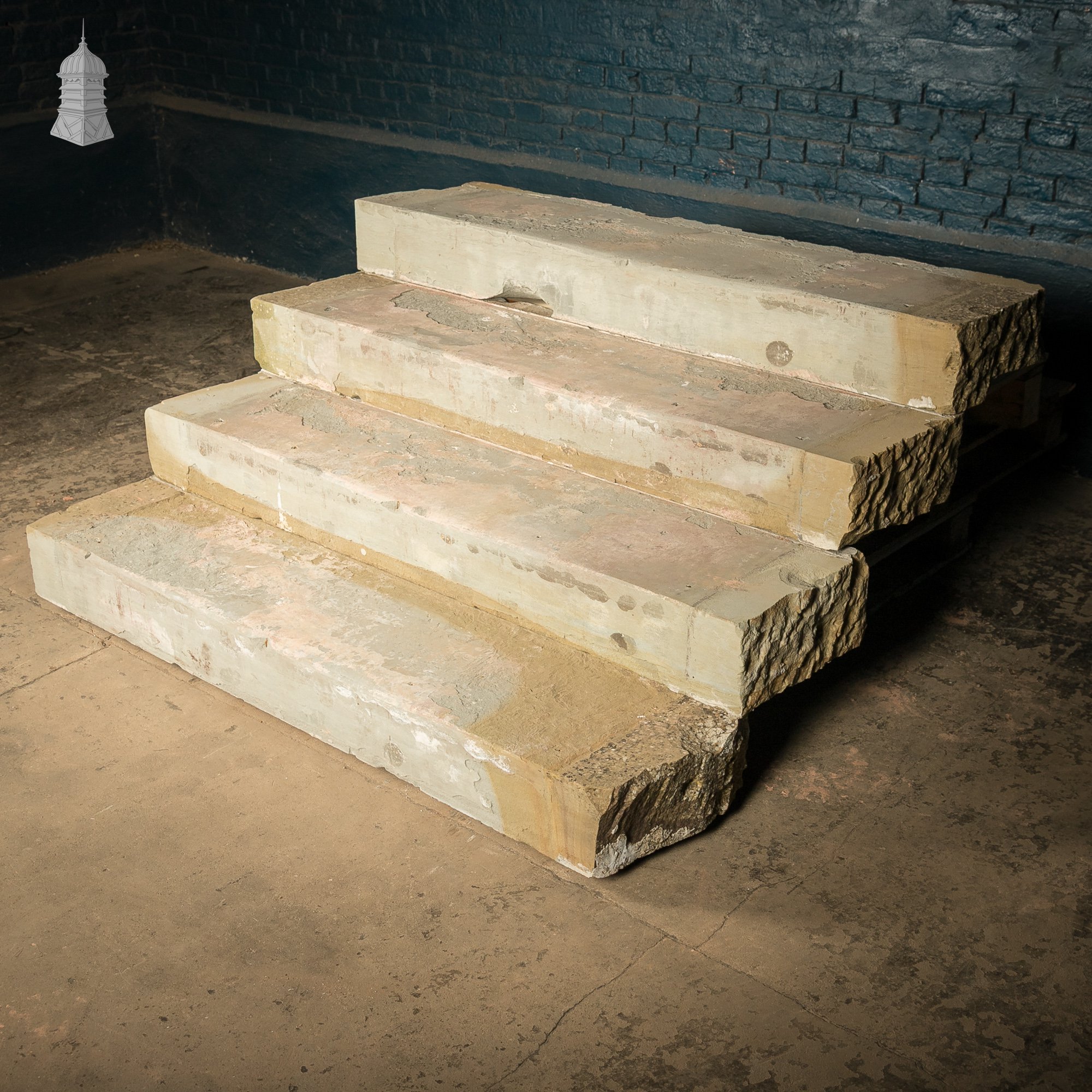 Staircase Treads, Soild York Stone, 4-Step Flight, | Norfolk Reclamation