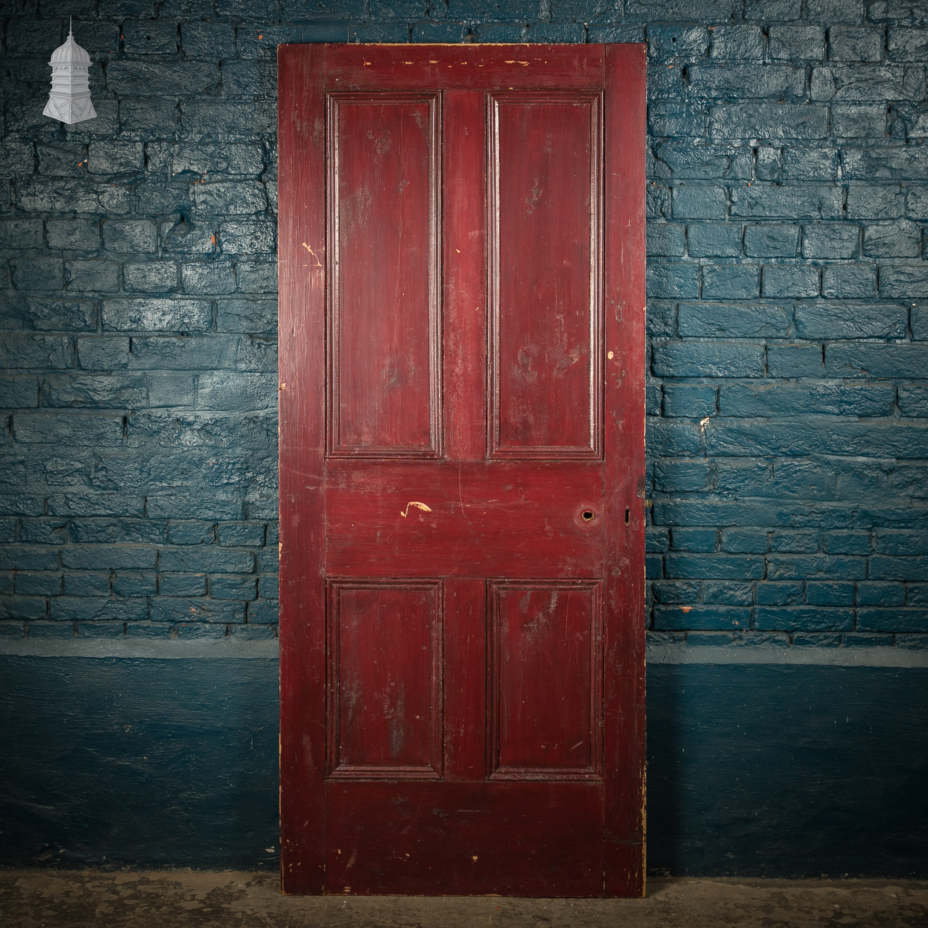 Moulded 4-Panel Door, Red Painted Finish | Norfolk Reclamation