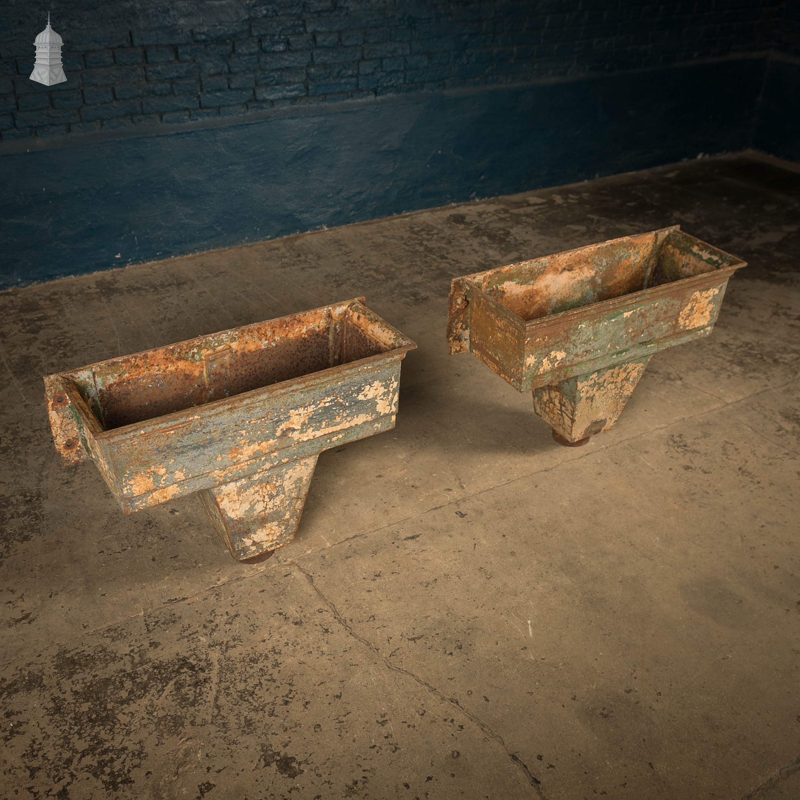 Rainwater Hoppers, Pair of Large Cast Iron Head Boxes | Norfolk Reclamation