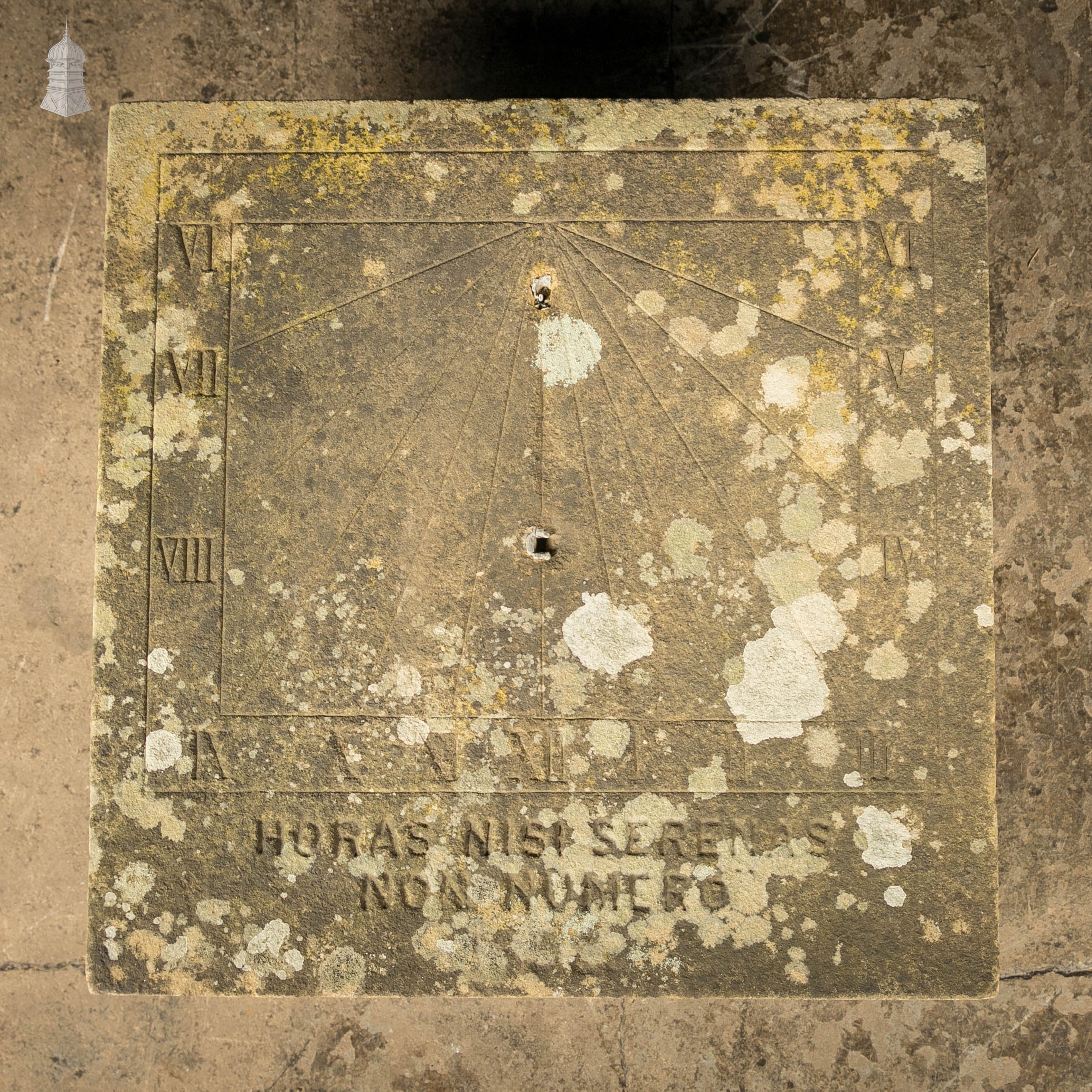 Vertical Sundial Base, 19th C Sandstone Wall Sun Dial – “I do not count ...