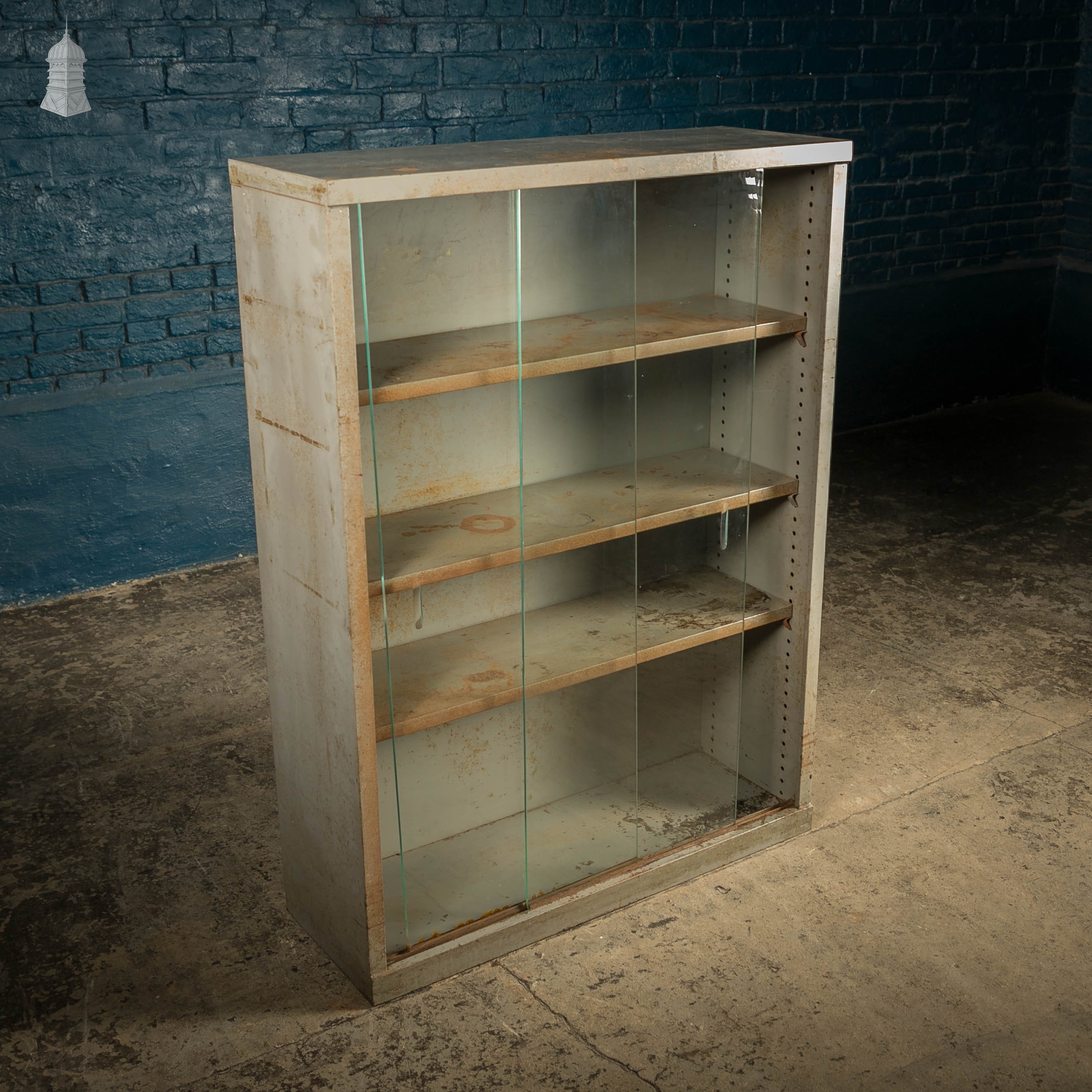 Industrial Shelf Cabinet, With Sliding Glass Doors | Norfolk Reclamation