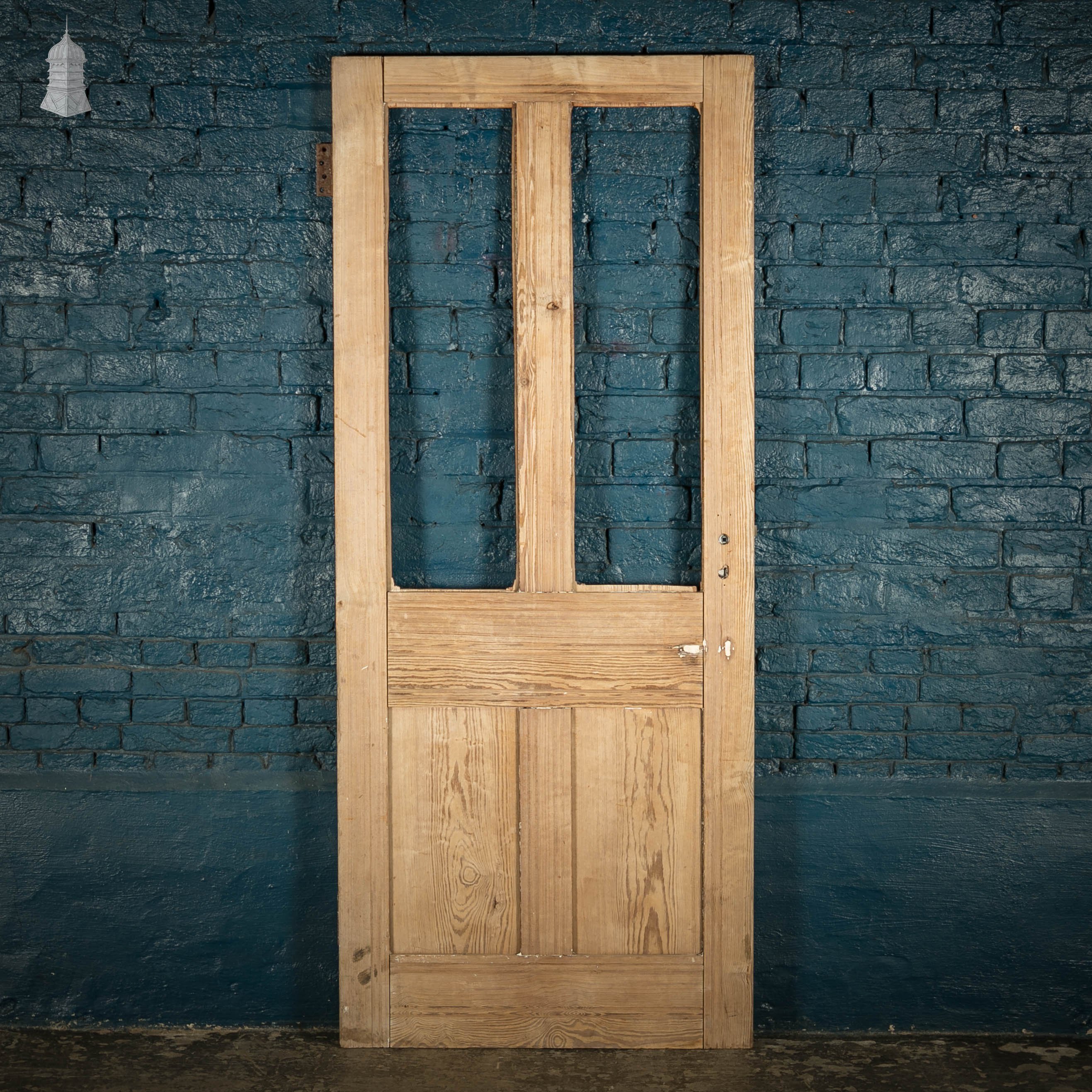 Half Glazed Door, 4 Panel Pine with Indent Details | Norfolk Reclamation