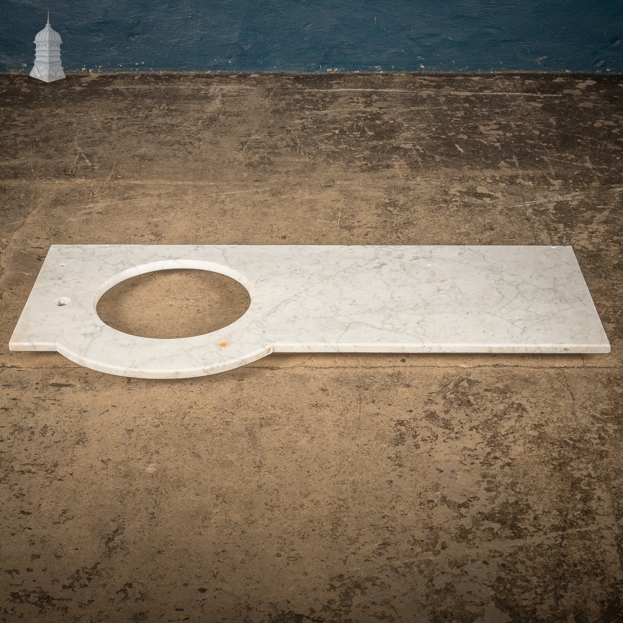 Marble Sink Surround, White Curved Front Marble Worktop with Circular ...