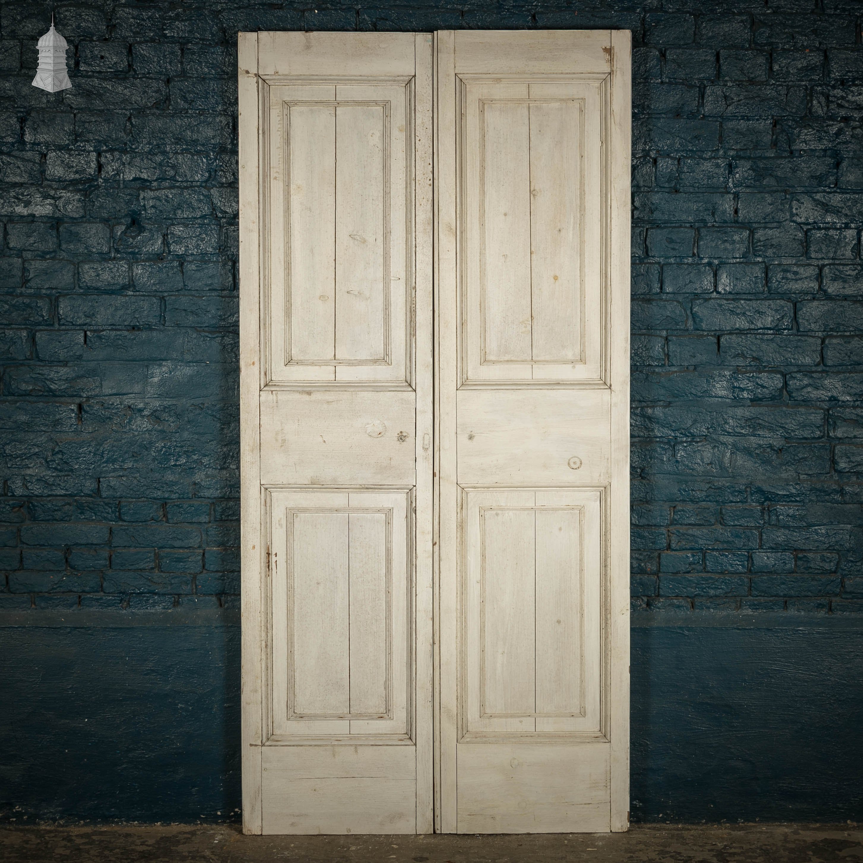 Moulded Double Doors, White Painted 2 Panel Pine | Norfolk Reclamation