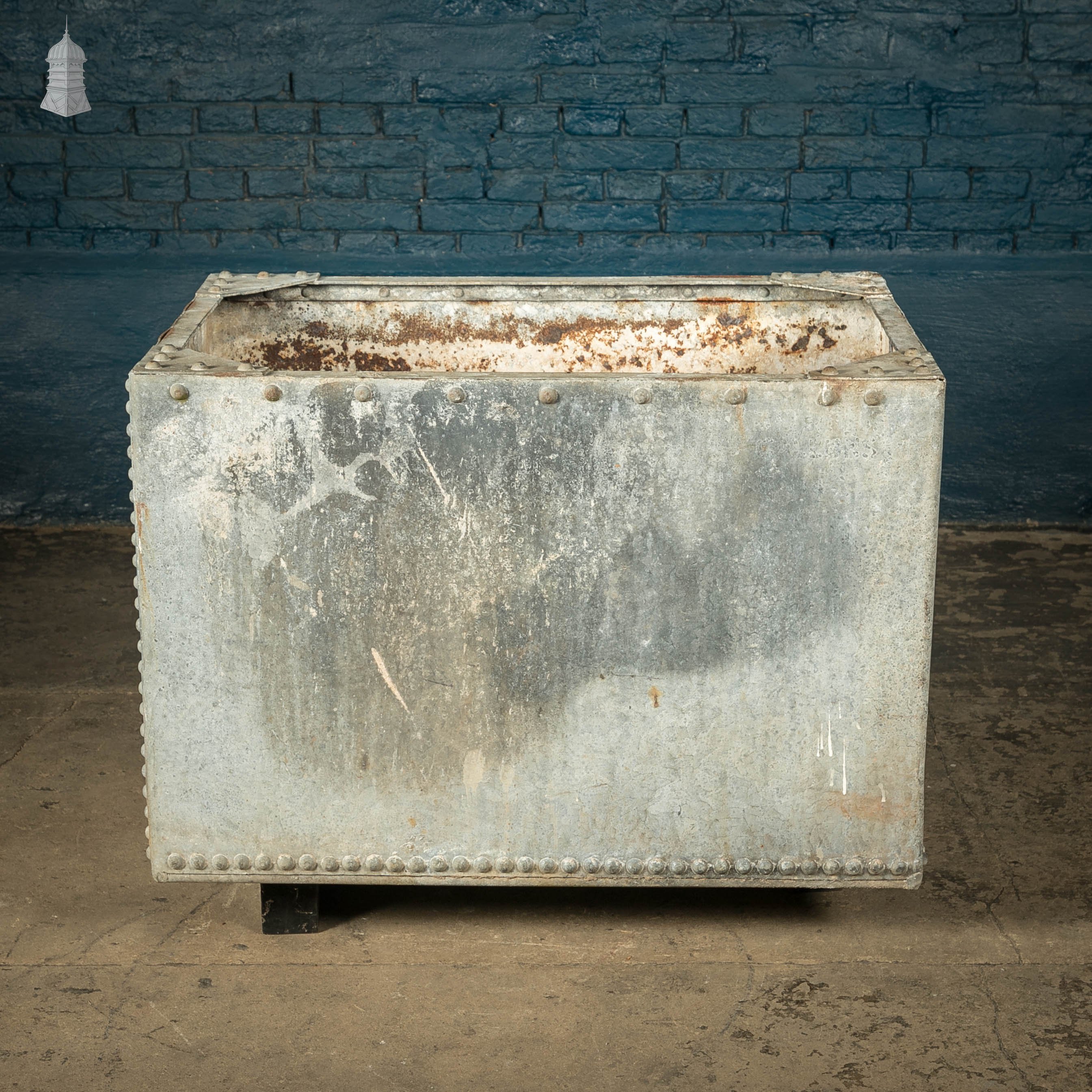 Galvanised Riveted Tank, Weathered Metal Planter | Norfolk Reclamation