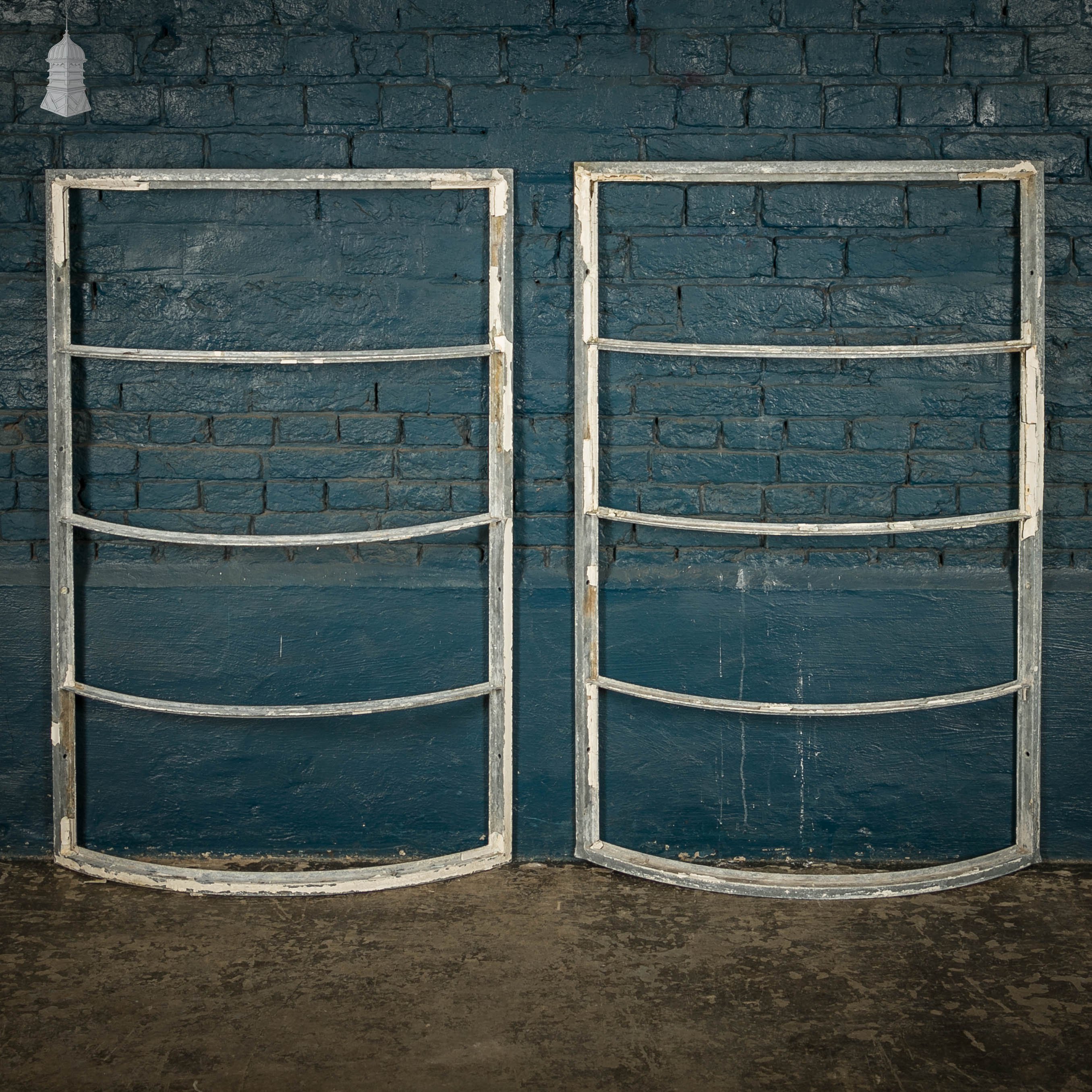 Curved Aluminium Window Frames, Pair of Metal Windows | Norfolk Reclamation