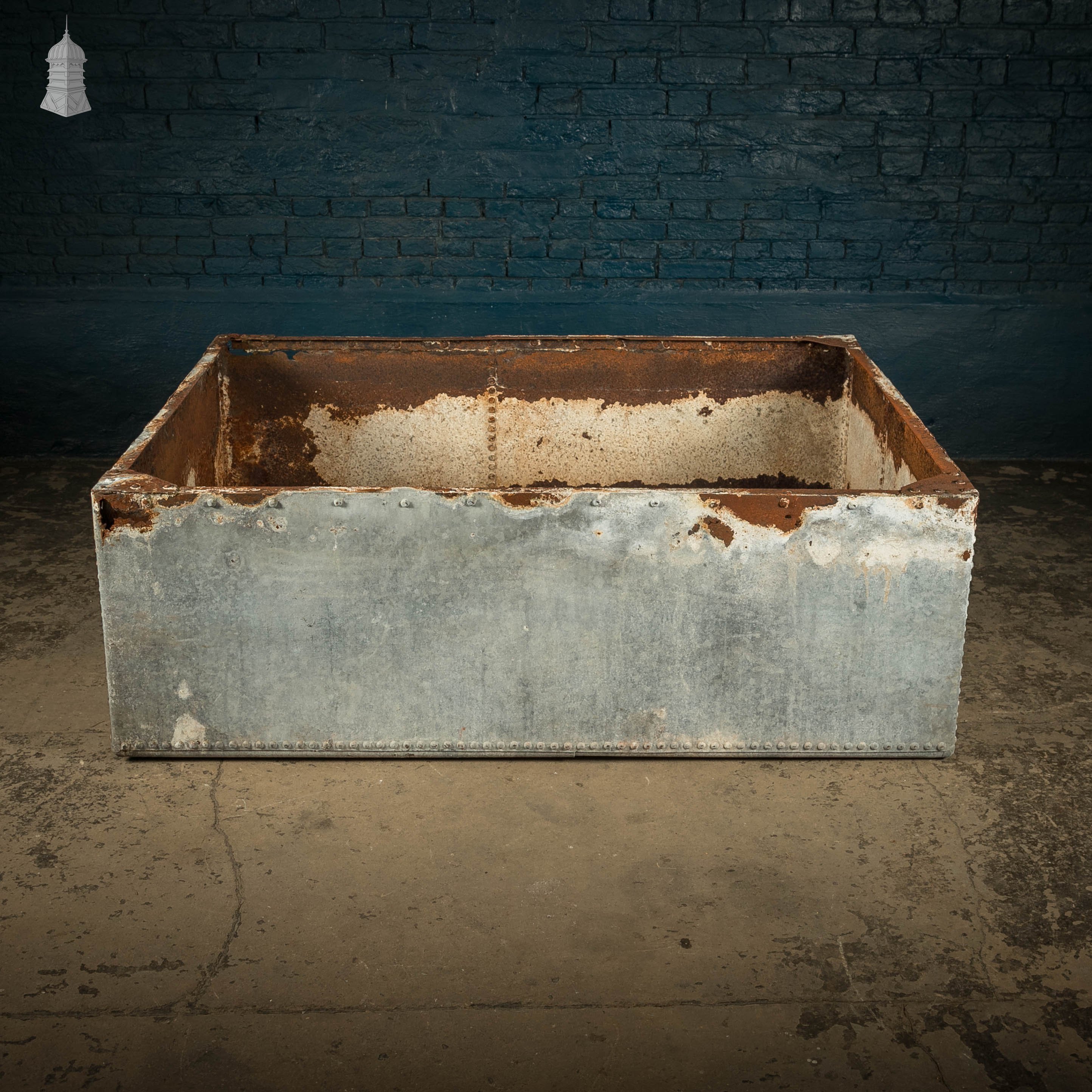 Galvanised Riveted Tank, Large Shallow Metal Trough Planter | Norfolk ...