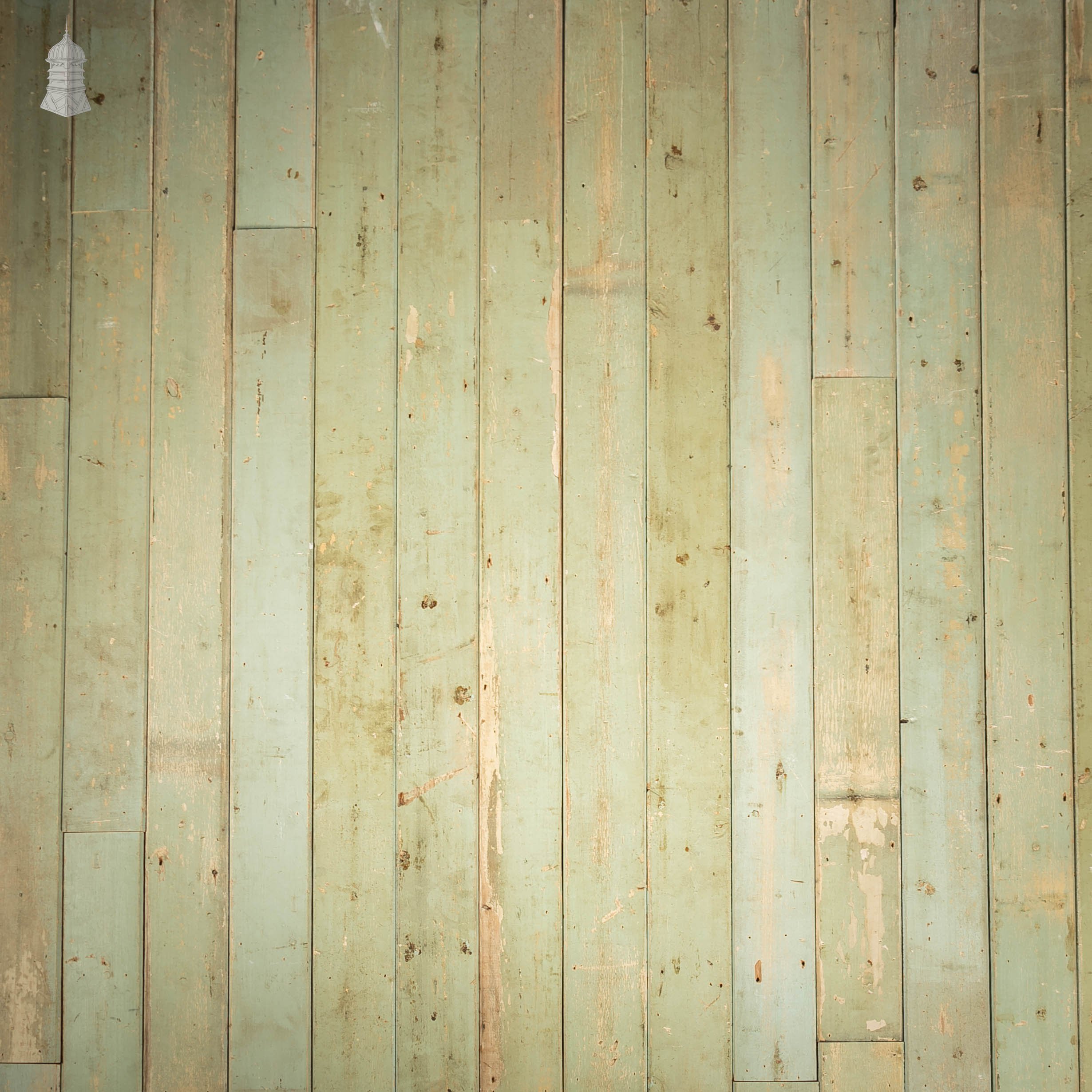 Reclaimed T&G Cladding, 5.5” Wide with Distressed Green Paint Finish ...
