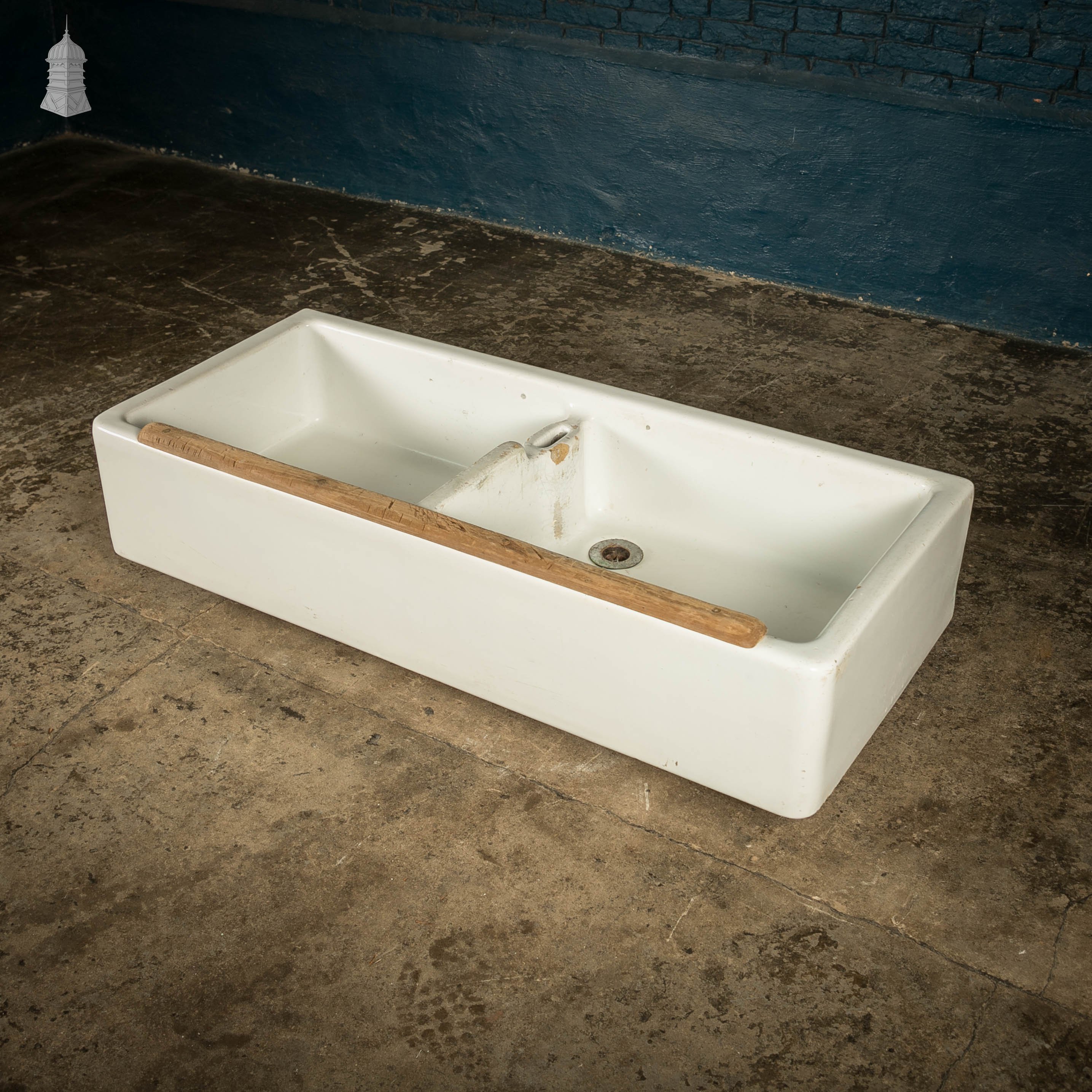 Double Belfast Sink, 19th C with Hardwood Edge Rail | Norfolk Reclamation