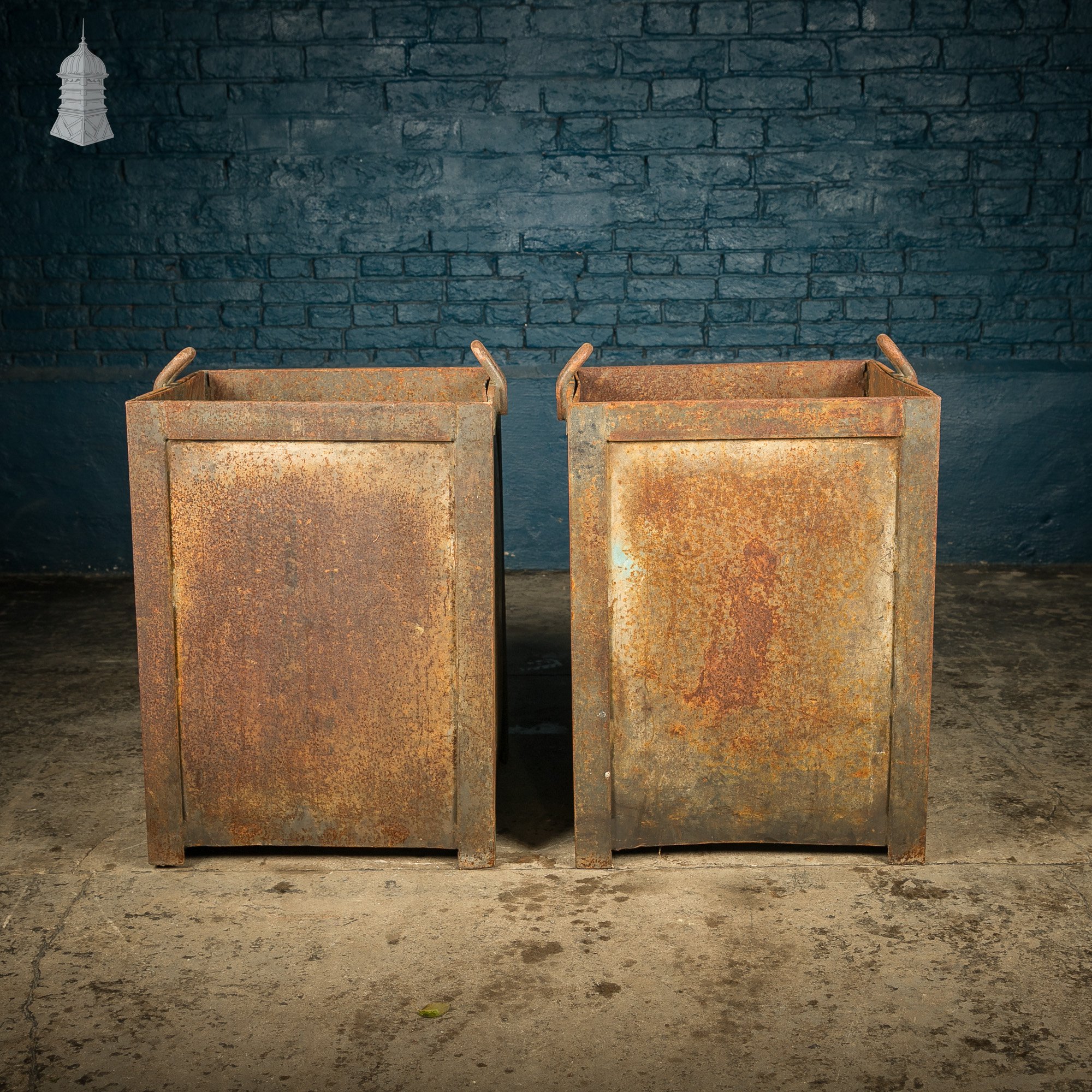 Industrial Steel Planters, Factory Workshop Parts Bins, Pair | Norfolk ...