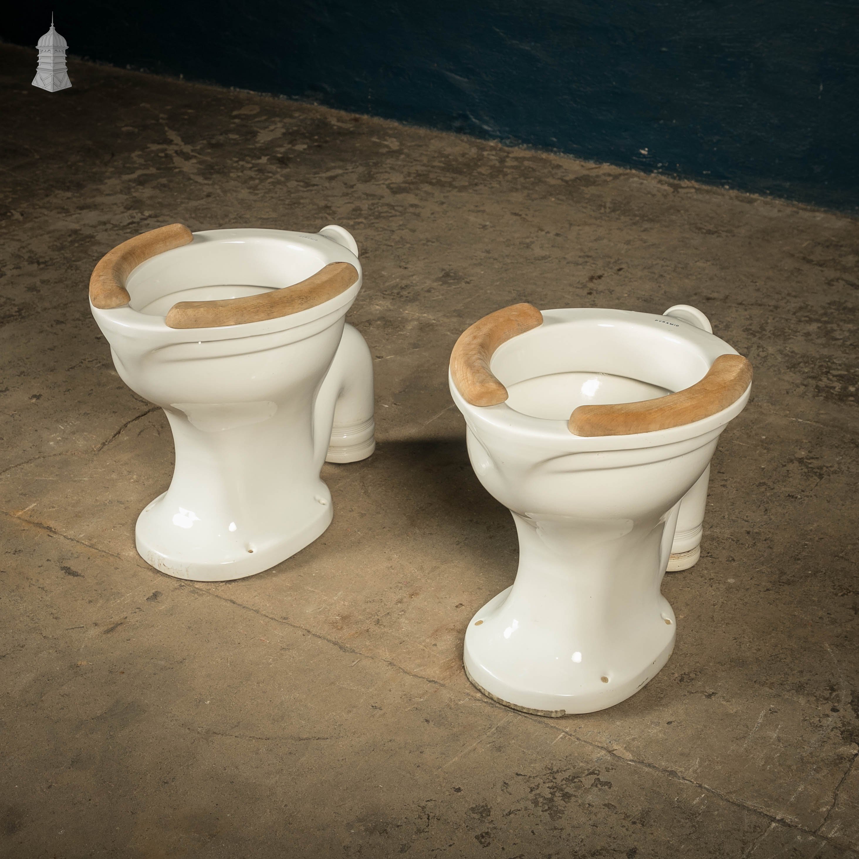 Pyramid Toilet Pan, Set of Two with Pine Seat Pads | Norfolk Reclamation