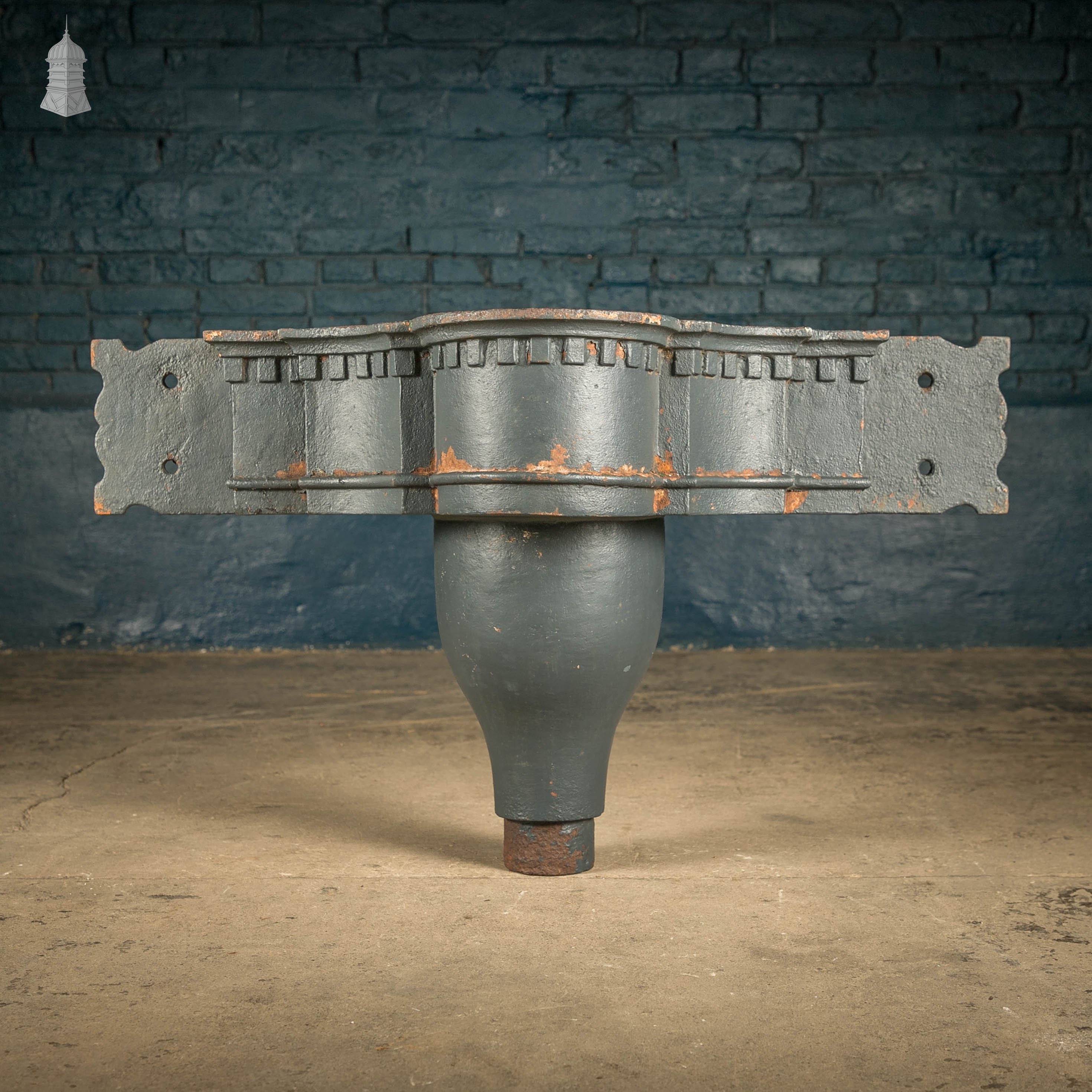 Elsley Rain Hopper, Cast Iron with Dentil Detailing and Grey Painted ...