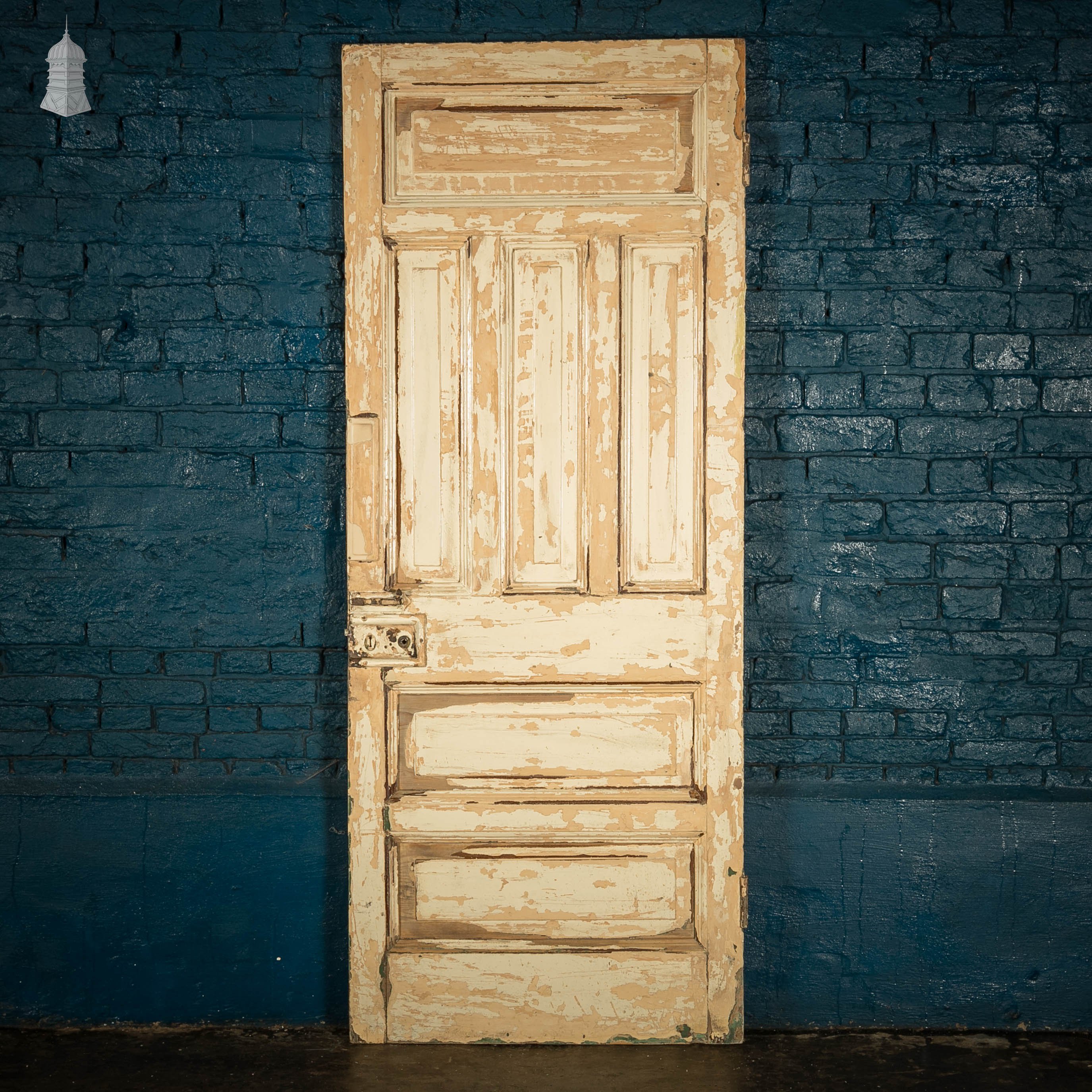 Pine Panelled Door, raised fielded panels one side, stop chamfer ...