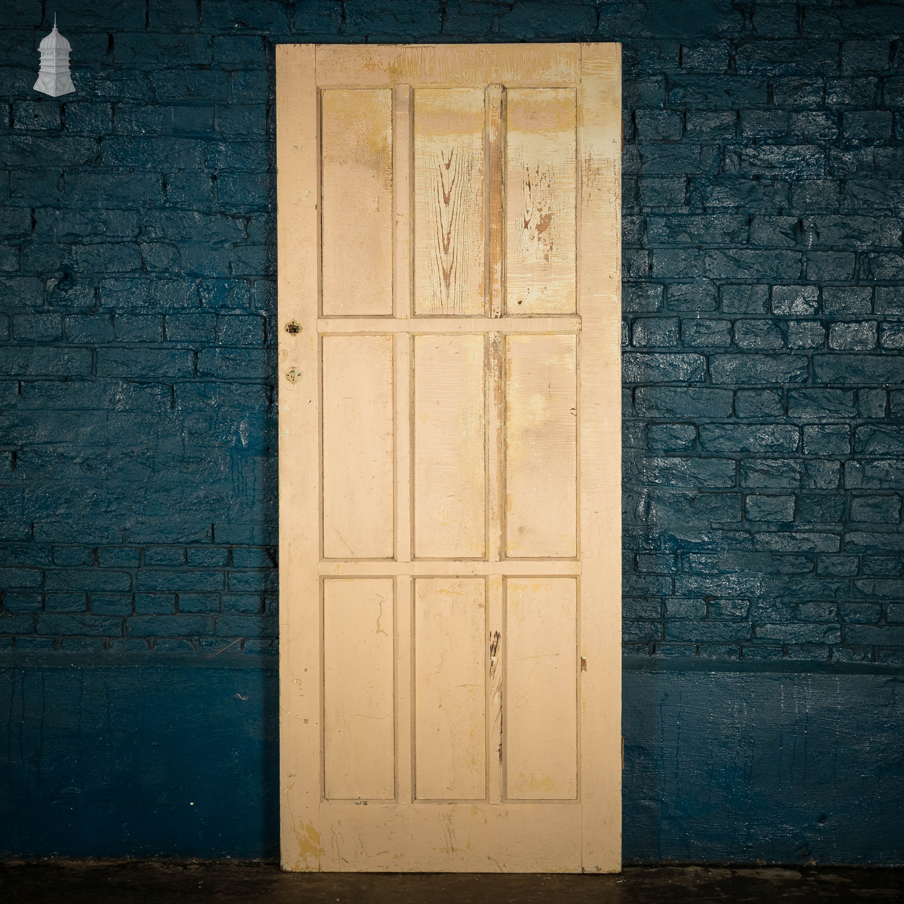 Pine Panelled Door, 9 Vertical Moulded Panels | Norfolk Reclamation