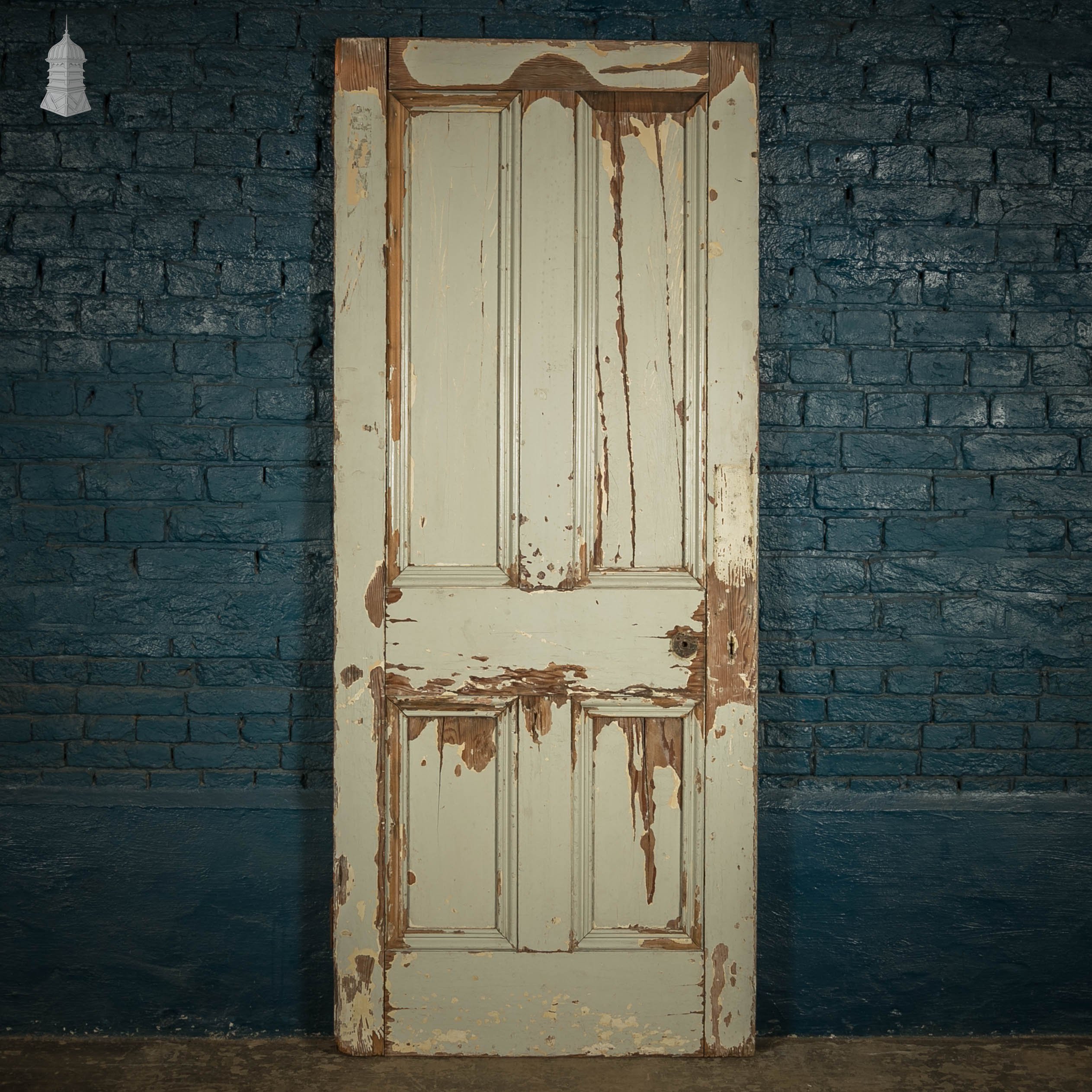 Pine Panelled Door, 4 Moulded Panels Distressed Paint Finish | Norfolk ...