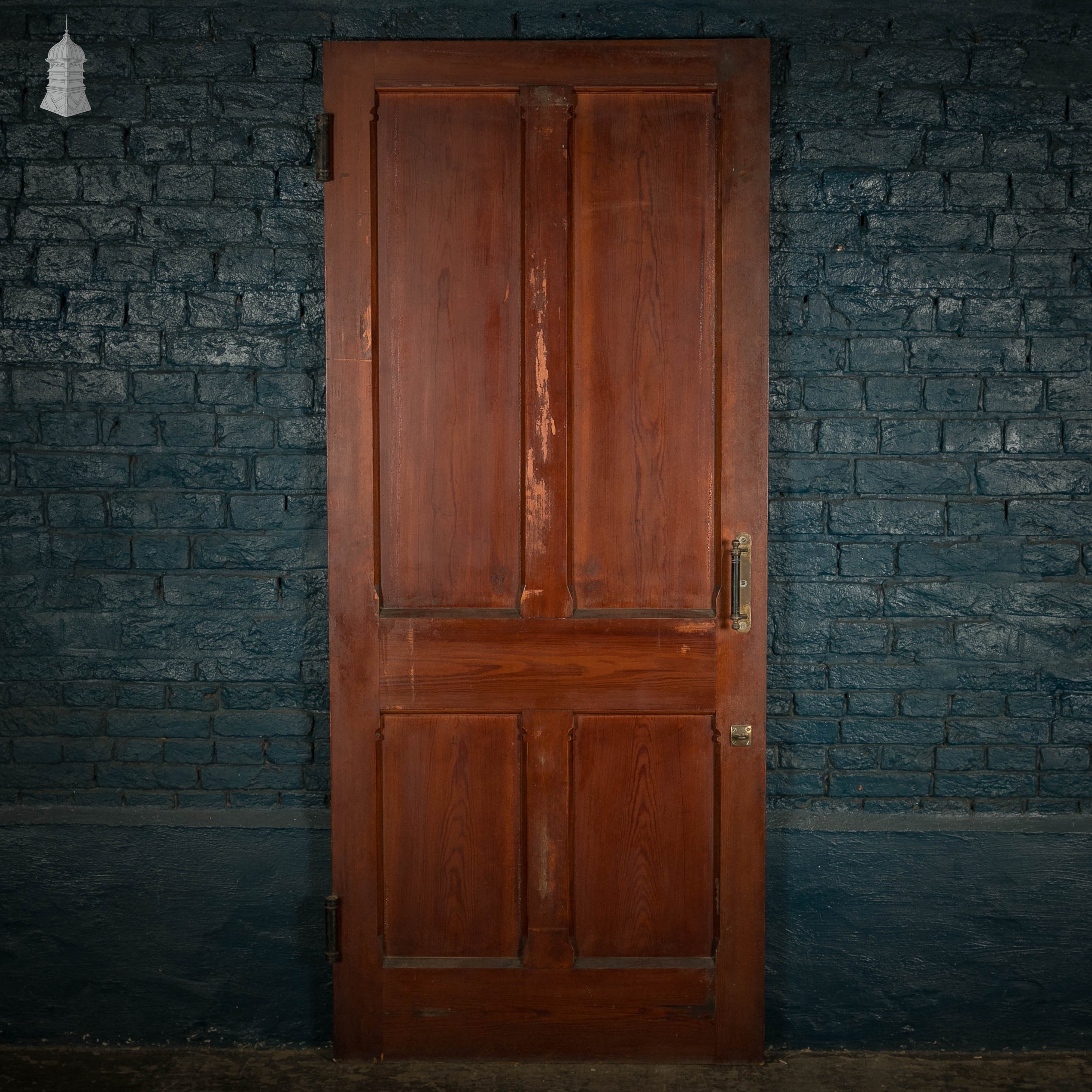 Pitch Pine Panelled Door, 4 Panel with Stop Chamfer | Norfolk Reclamation