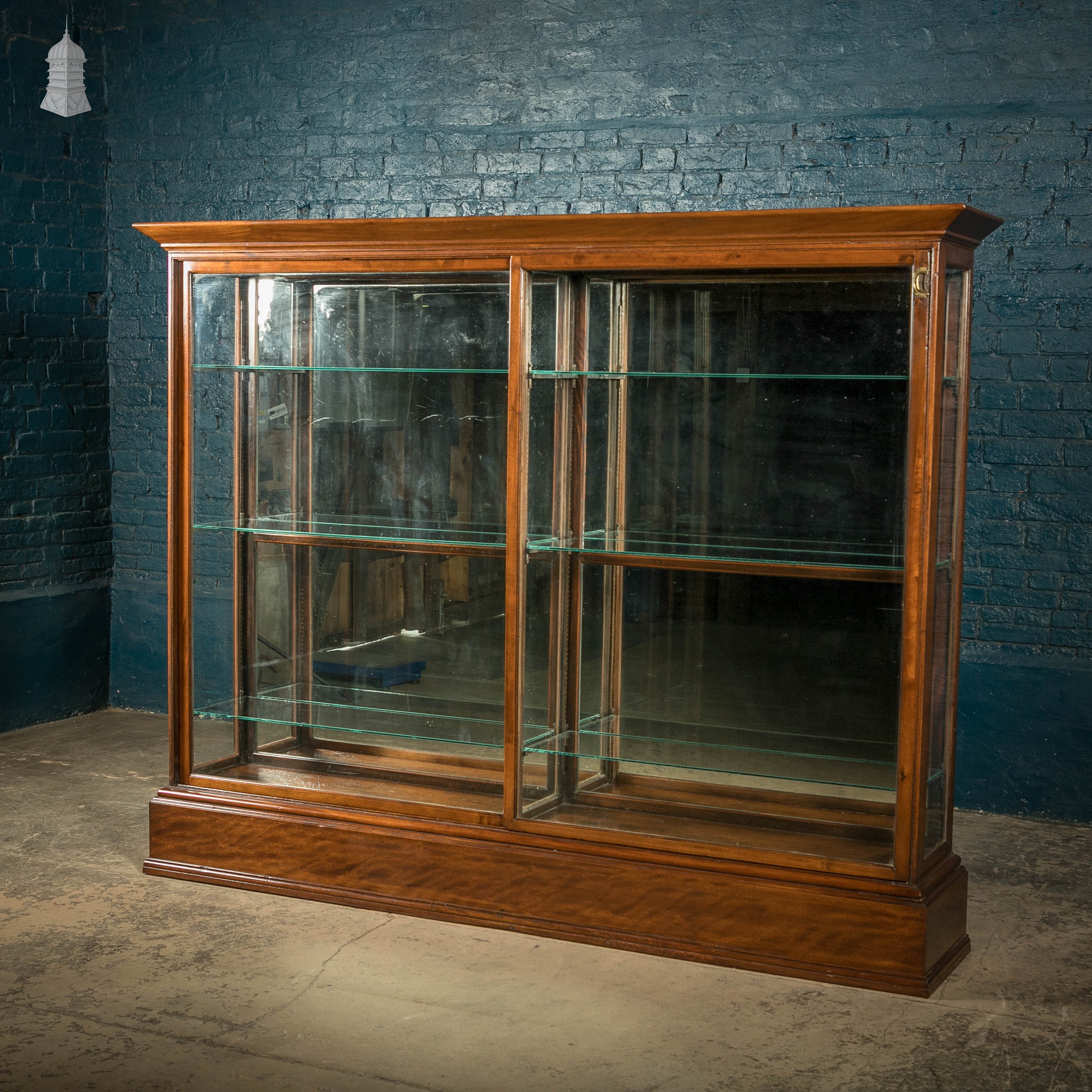 Museum Display Cabinet, 19th C Mahogany with Sliding Door and Mirrored ...
