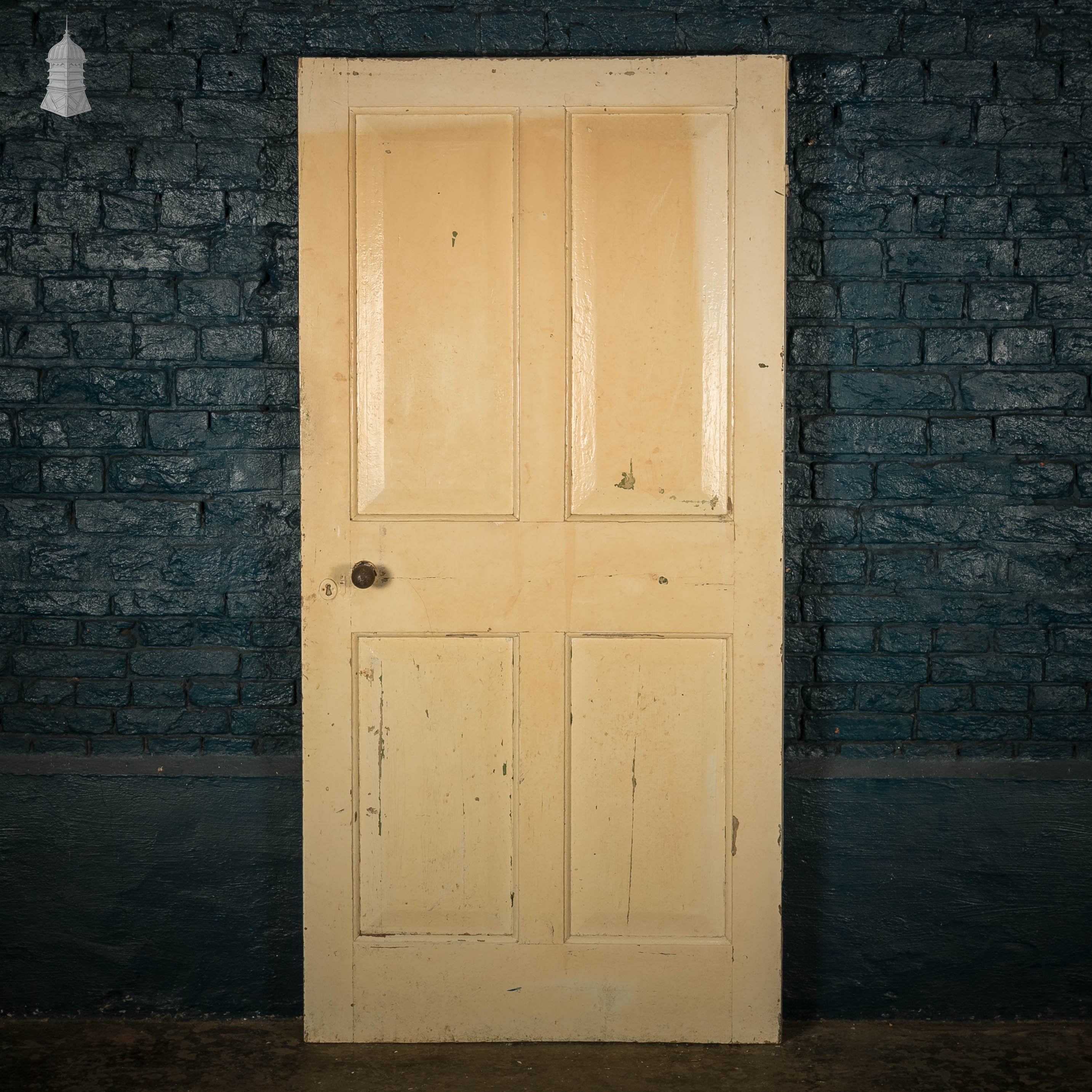 Pine Panelled Door, 4 Raised Panel, White Painted | Norfolk Reclamation