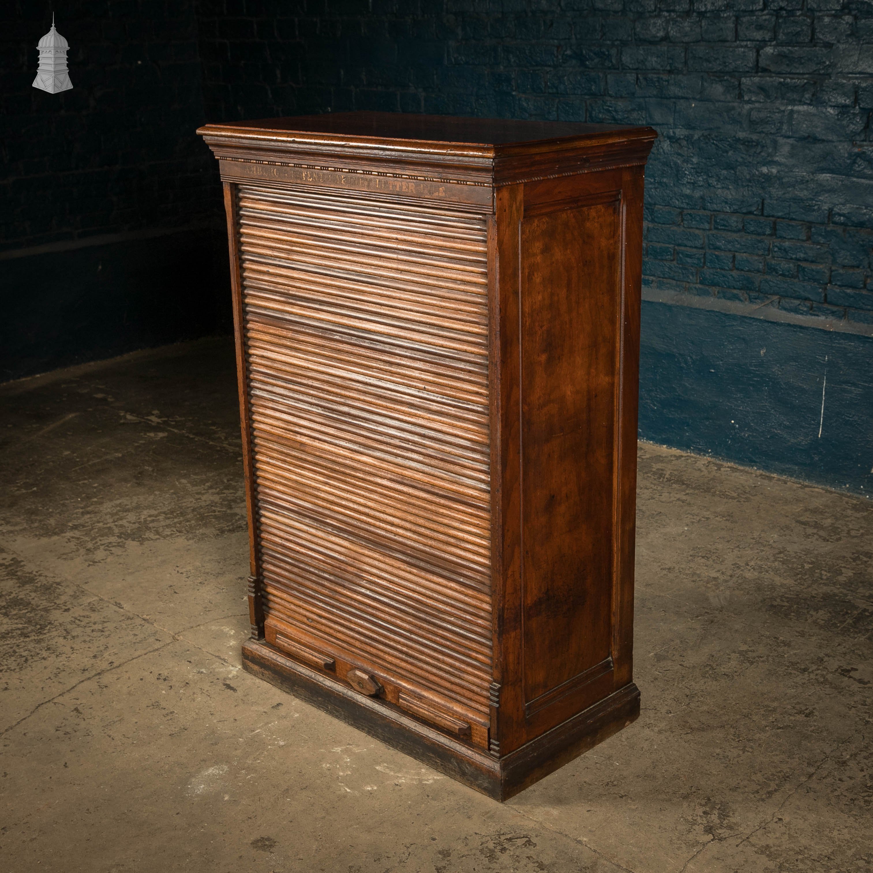 Ambergs Letter File Cabinet, 19th C Tambour Front Filing Cabinet ...