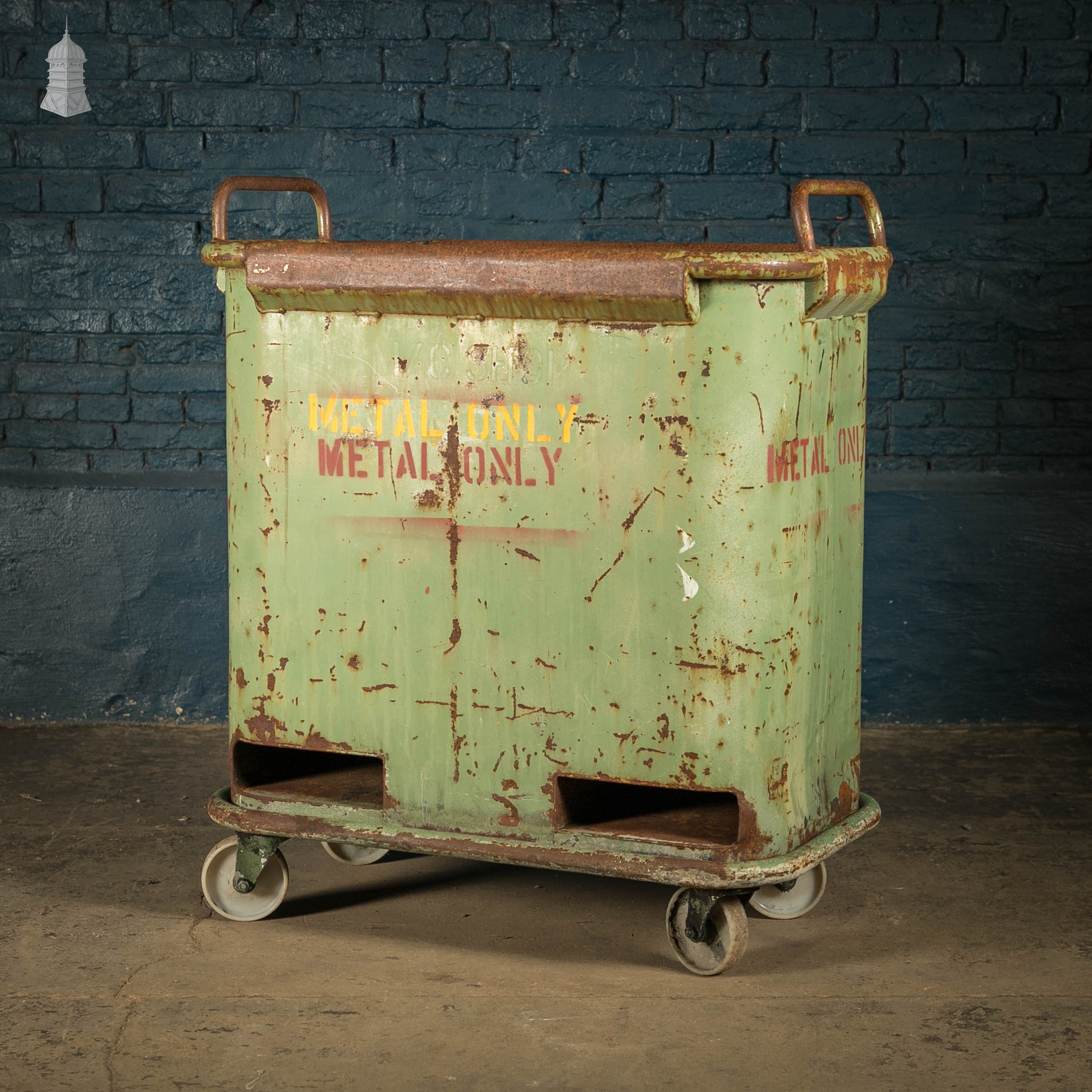 Wheeled Industrial Bin, Green Painted Workshop Storage Bin | Norfolk ...