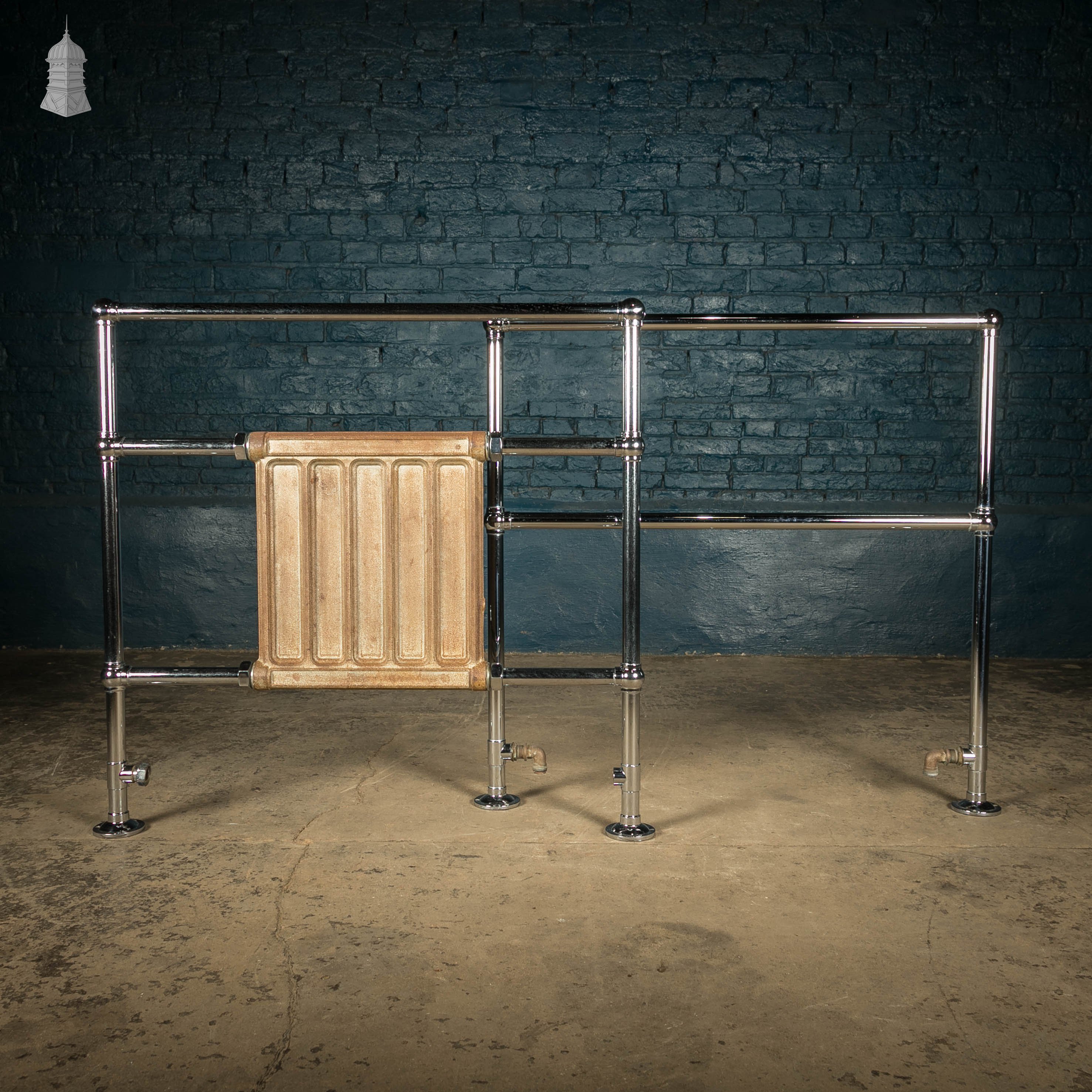 Towel Rail Radiator, Pair of Chrome and Cast Iron Heated Rails ...