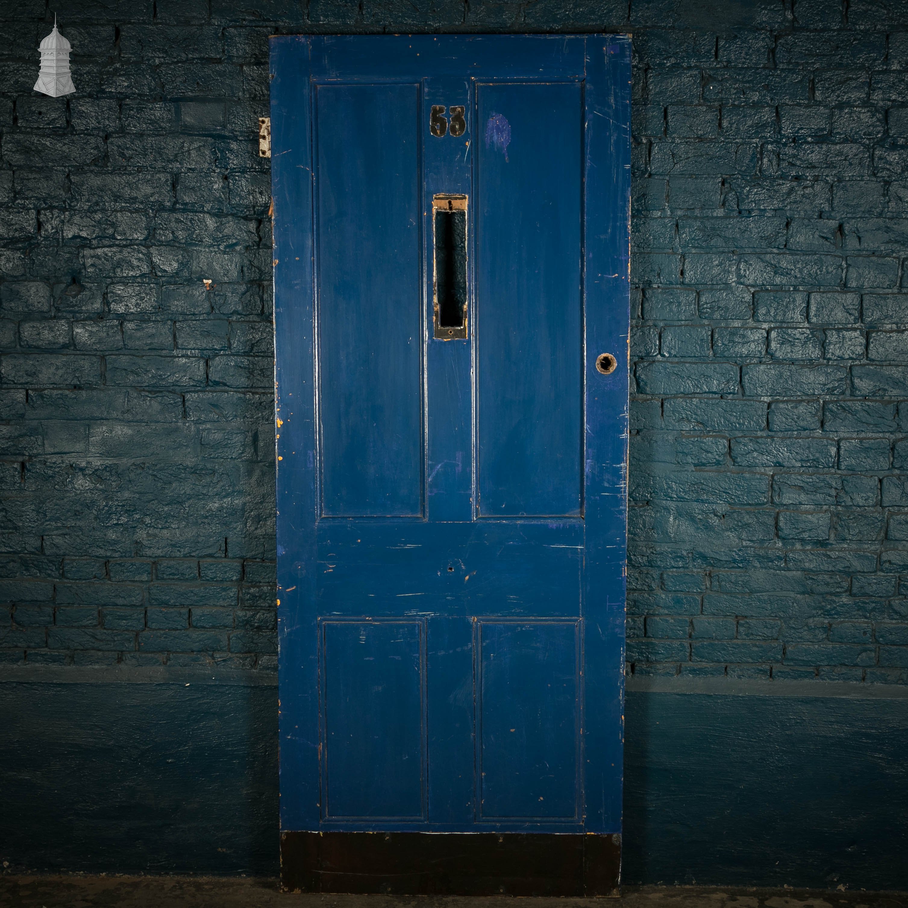 Pine Panelled Door, 4 Panel Blue Painted Front Door | Norfolk Reclamation