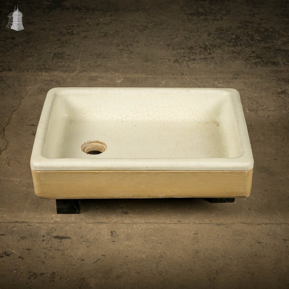 Shallow Trough Sink, 19th C Cane and White | Norfolk Reclamation