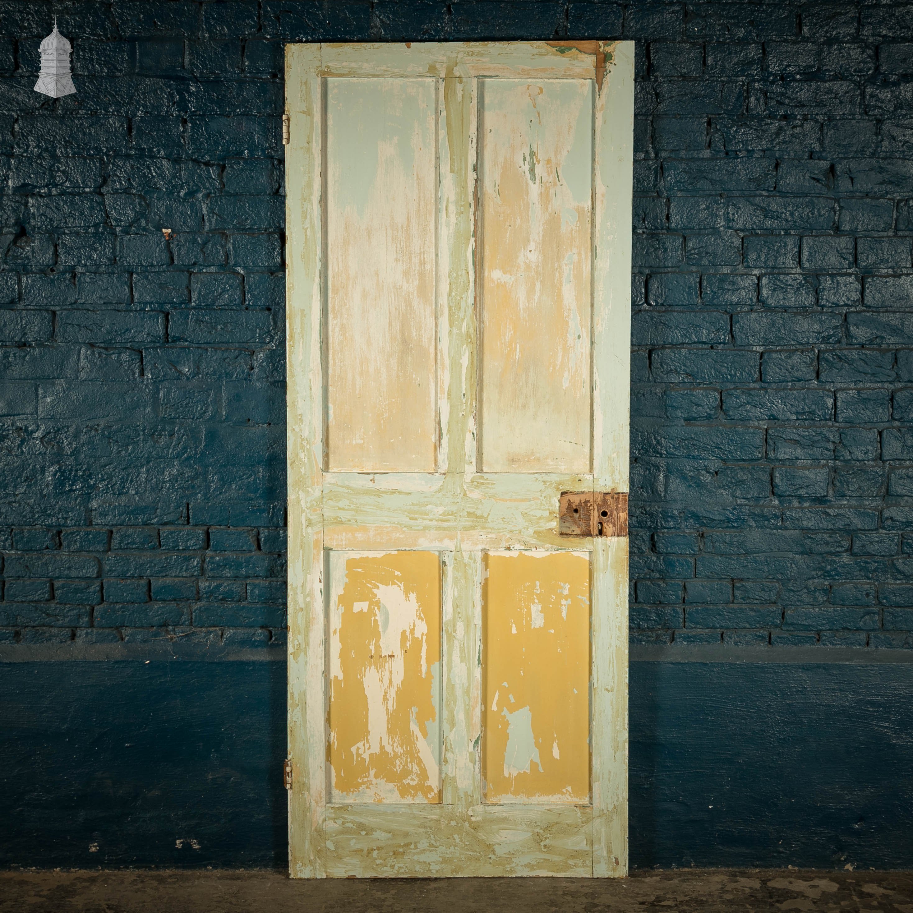 Pine Panelled Door, 4 Panel with Distressed Paint Finish | Norfolk ...