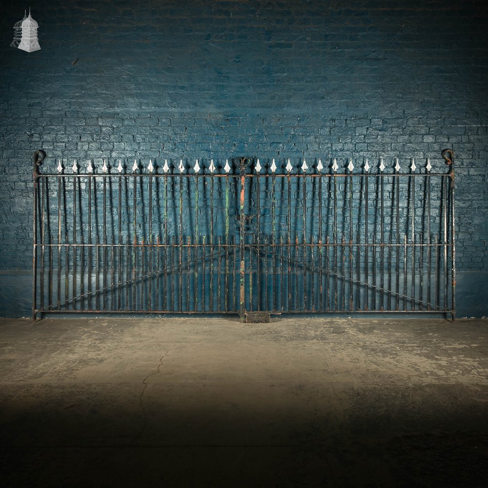 Wrought Iron Driveway Gates, 14ft Wide, Black Painted | Norfolk Reclamation