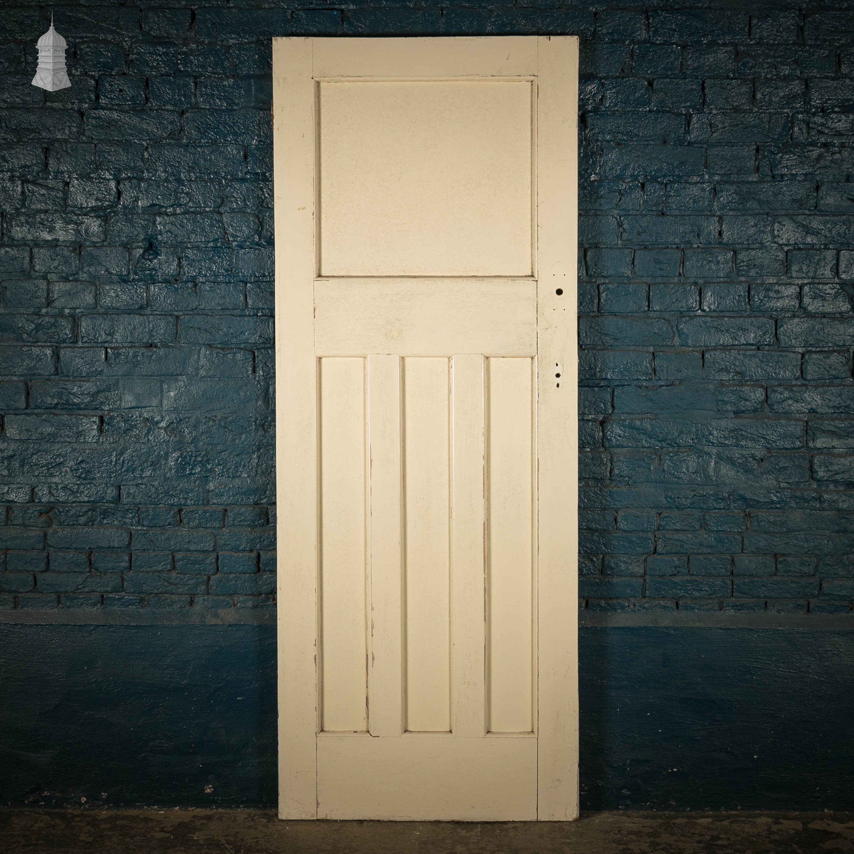 Pine Panelled Door, White Painted, 1 over 3 Panel 1930’s Style Door ...
