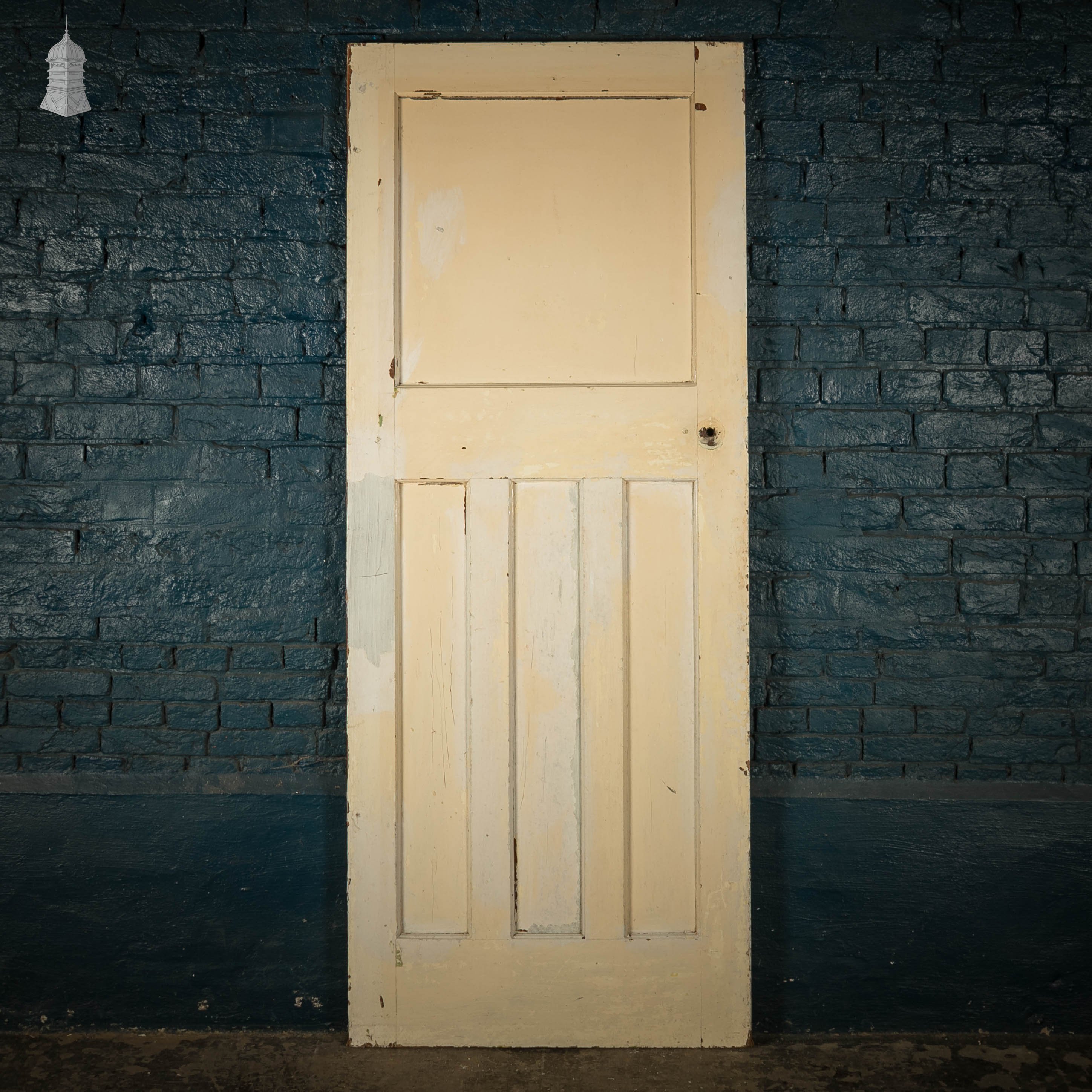 Pine Panelled Door, 1 over 3 Panel White Painted 1930’s Style Door ...
