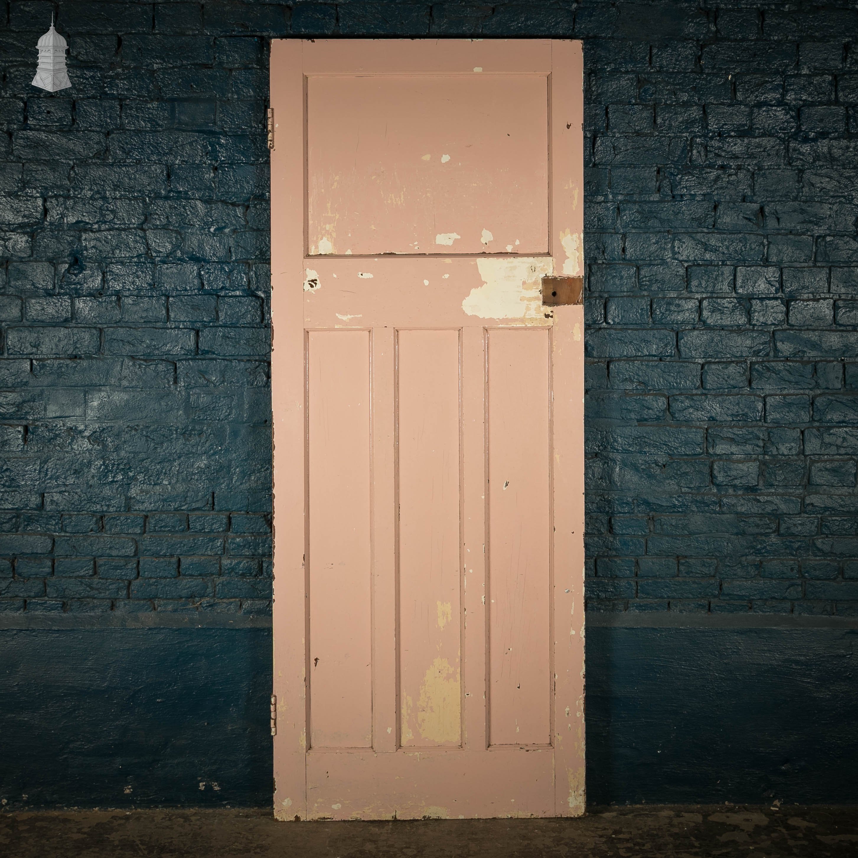 Pine Panelled Door, 1 over 3 Panel Pink Painted 1930’s Style Door ...